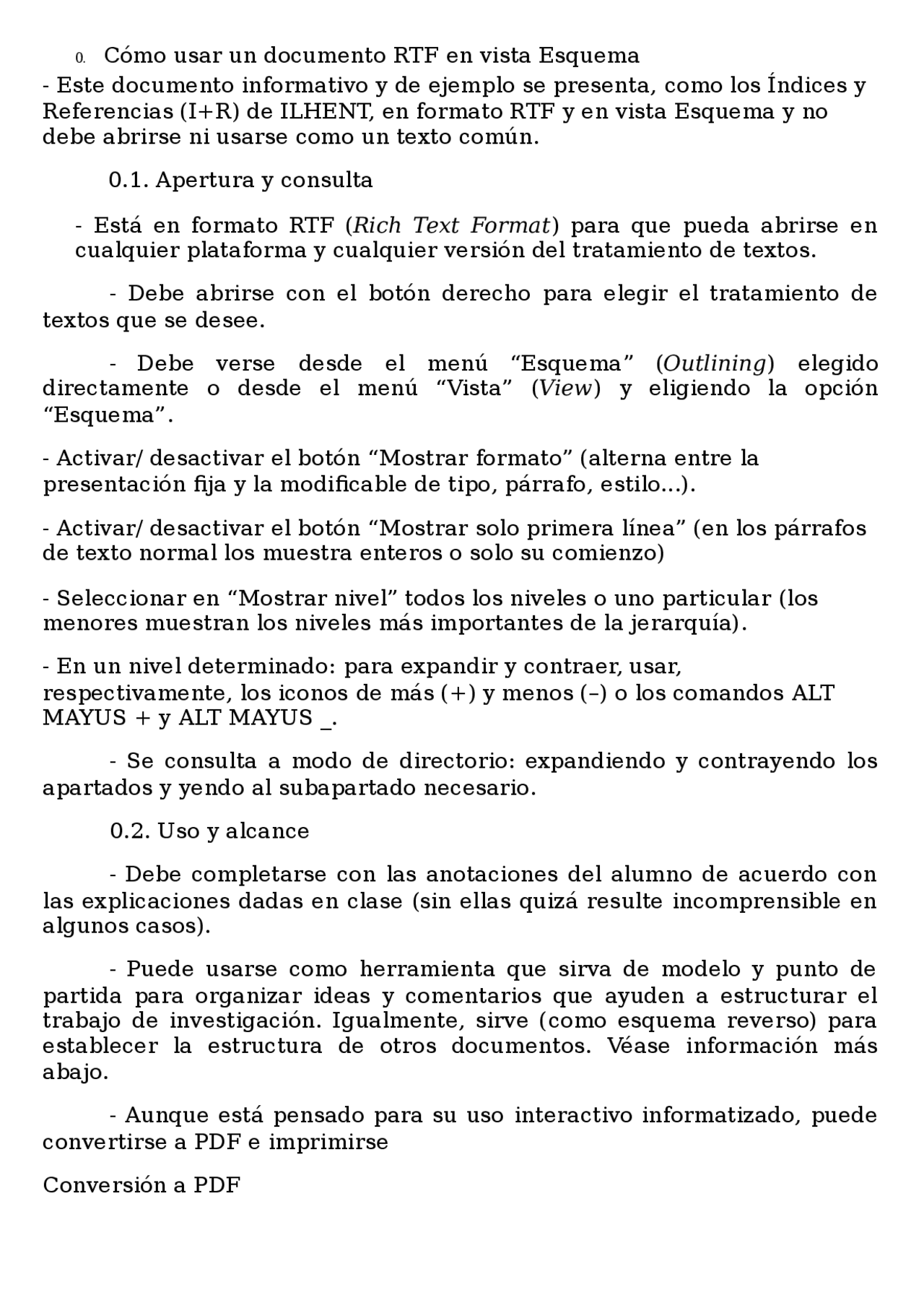 Cómo usar un documento RTF en vista Esquema- Este documento infor - Ejercicios de Griego Antiguo ...