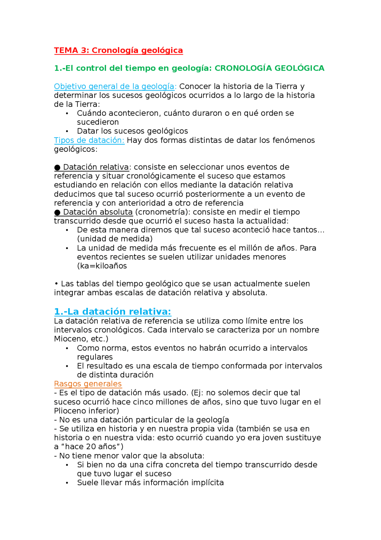 La datación relativa - Ejercicios de Geología - Docsity