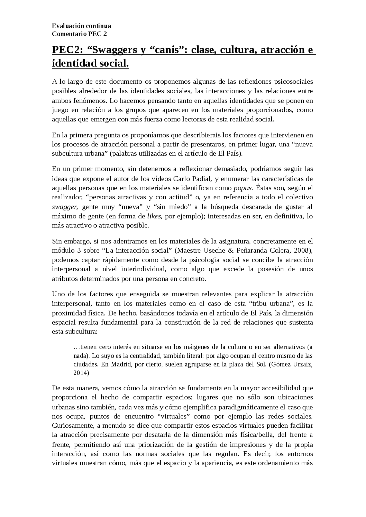 Solucion PEC 2 - Ejercicios de Psicología Social - Docsity