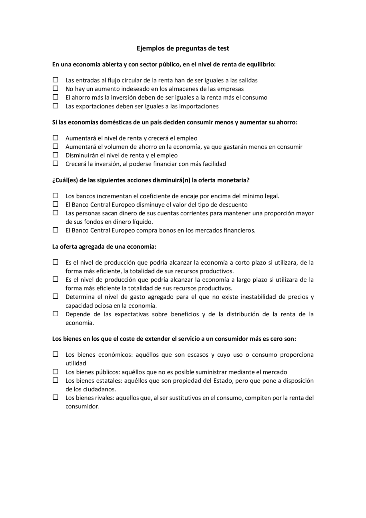 examen economia politica - Ejercicios de Ciencia de la administración ...