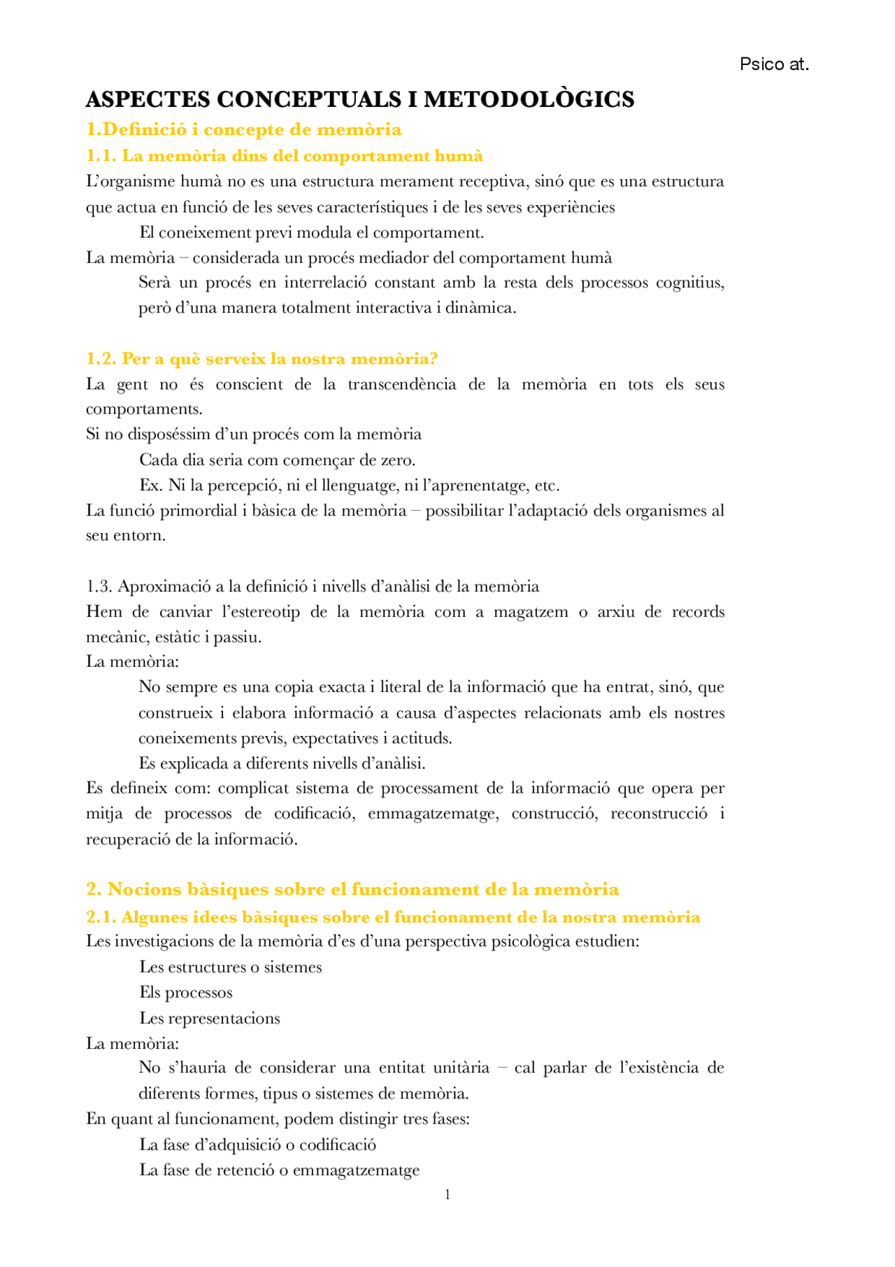 Apunts modul 1 - Ejercicios de Psicología | Docsity