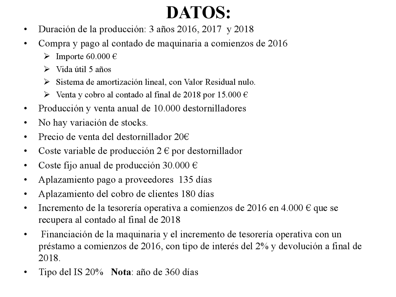 Ejercicio 1 - Ejercicios de Administración de Empresas - Docsity