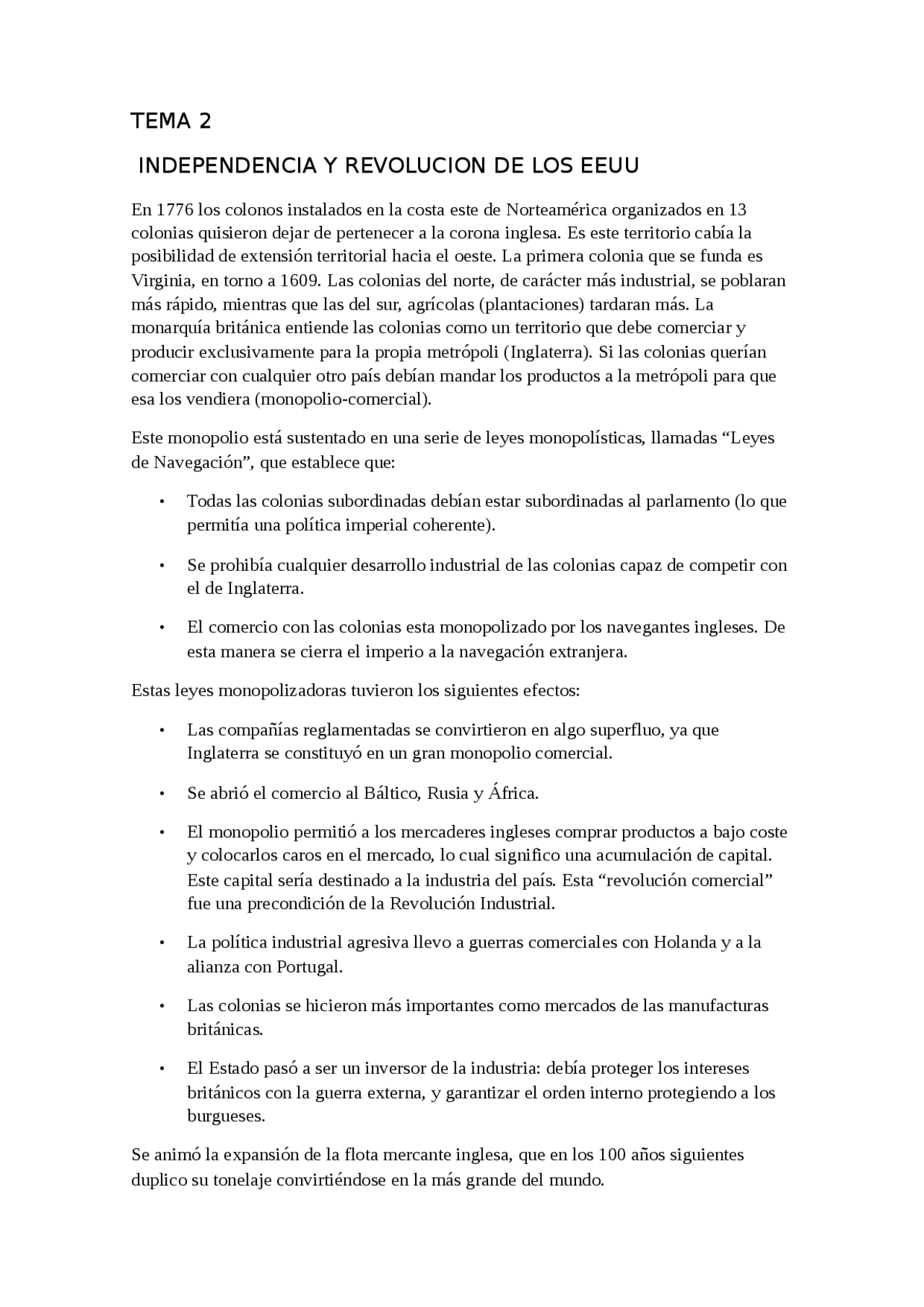 revolucion americana - Ejercicios de Ciencia de la administración | Docsity