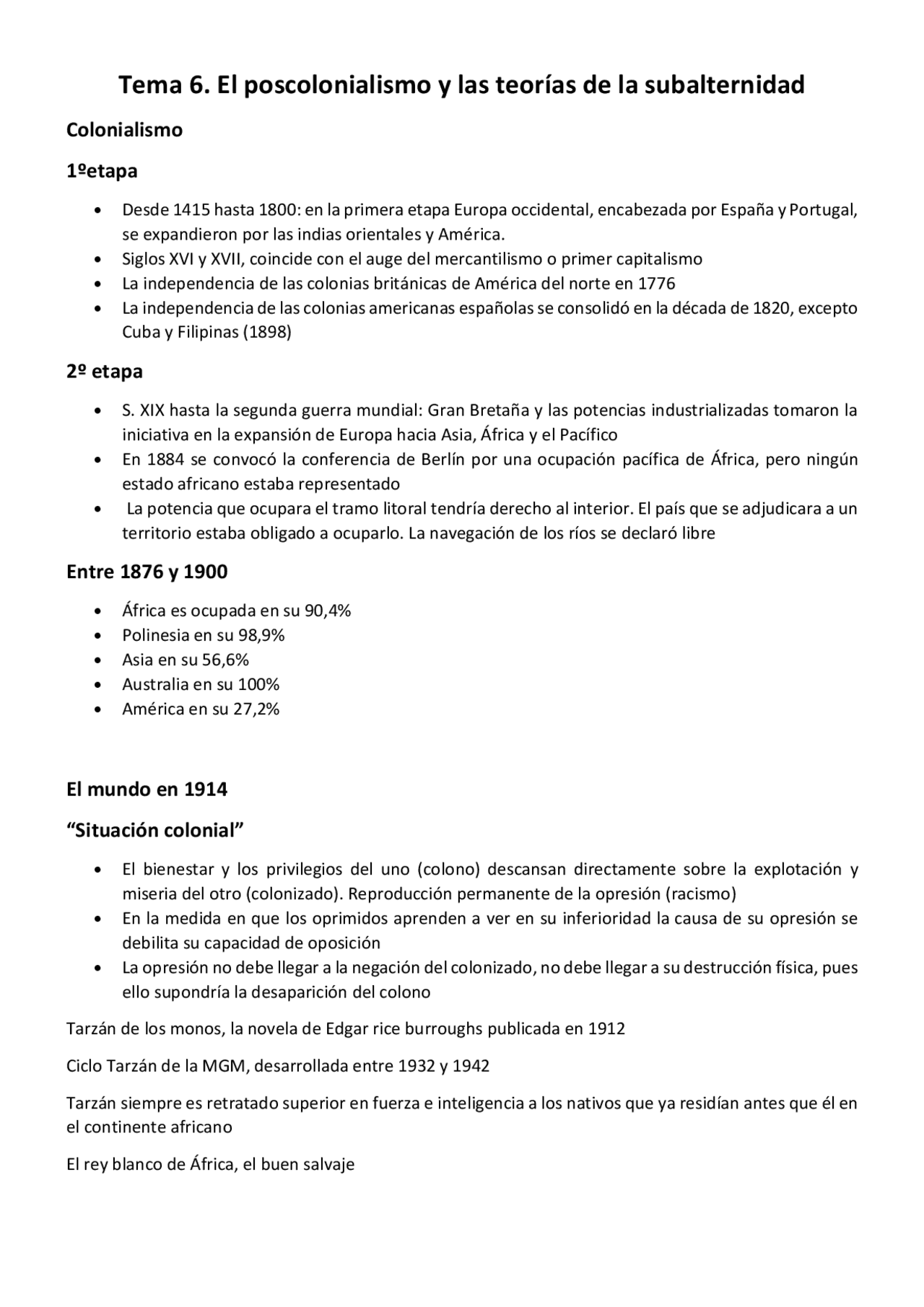 Tema 6. El poscolonialismo y las teorías de la subalternidad Colo ...