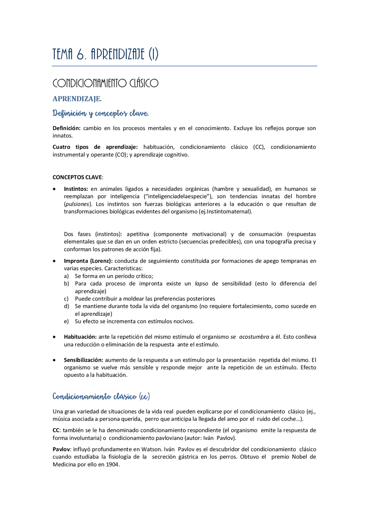 Tema 6. Aprendizaje (I Condicionamiento clásico - Ejercicios de ...