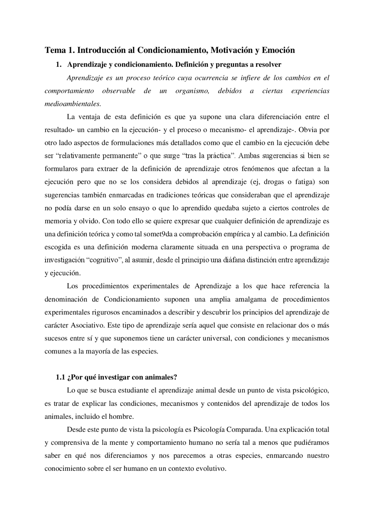 Condicionamiento - Ejercicios de Psicología - Docsity