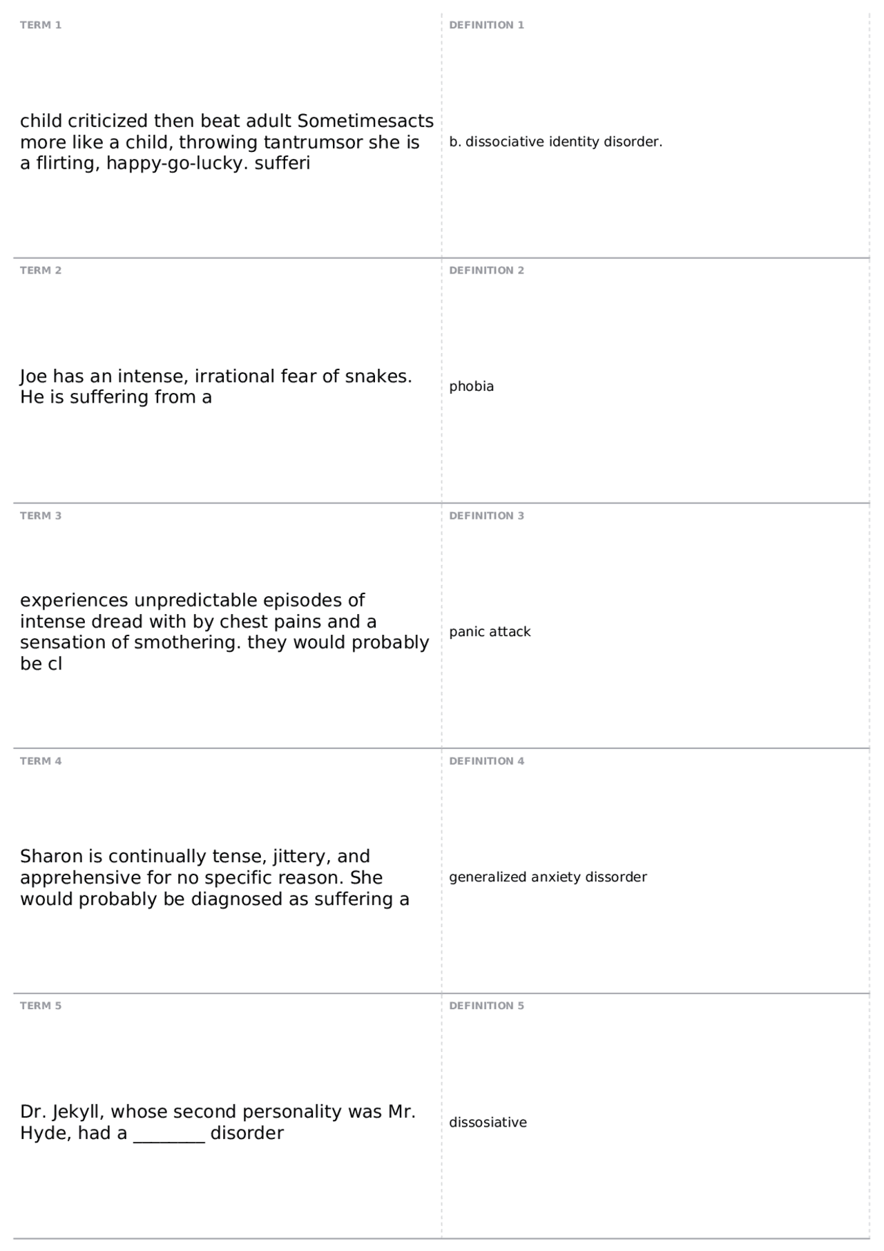 Moodle flashcards for me | PSY 100 - Introduction to Psychology - Docsity