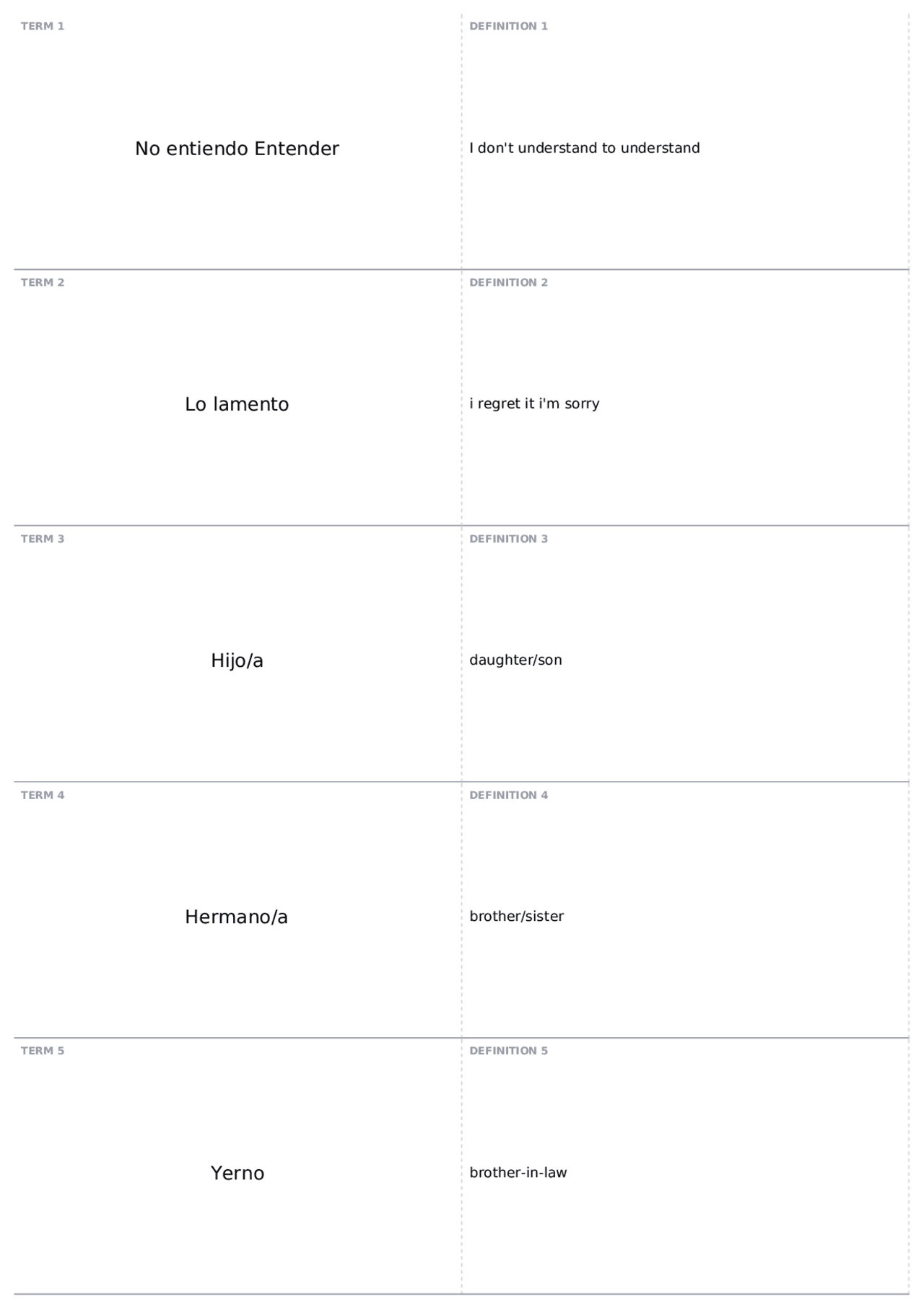 Spanish Placement Test | SPAN 05101 - SPANISH I - Docsity
