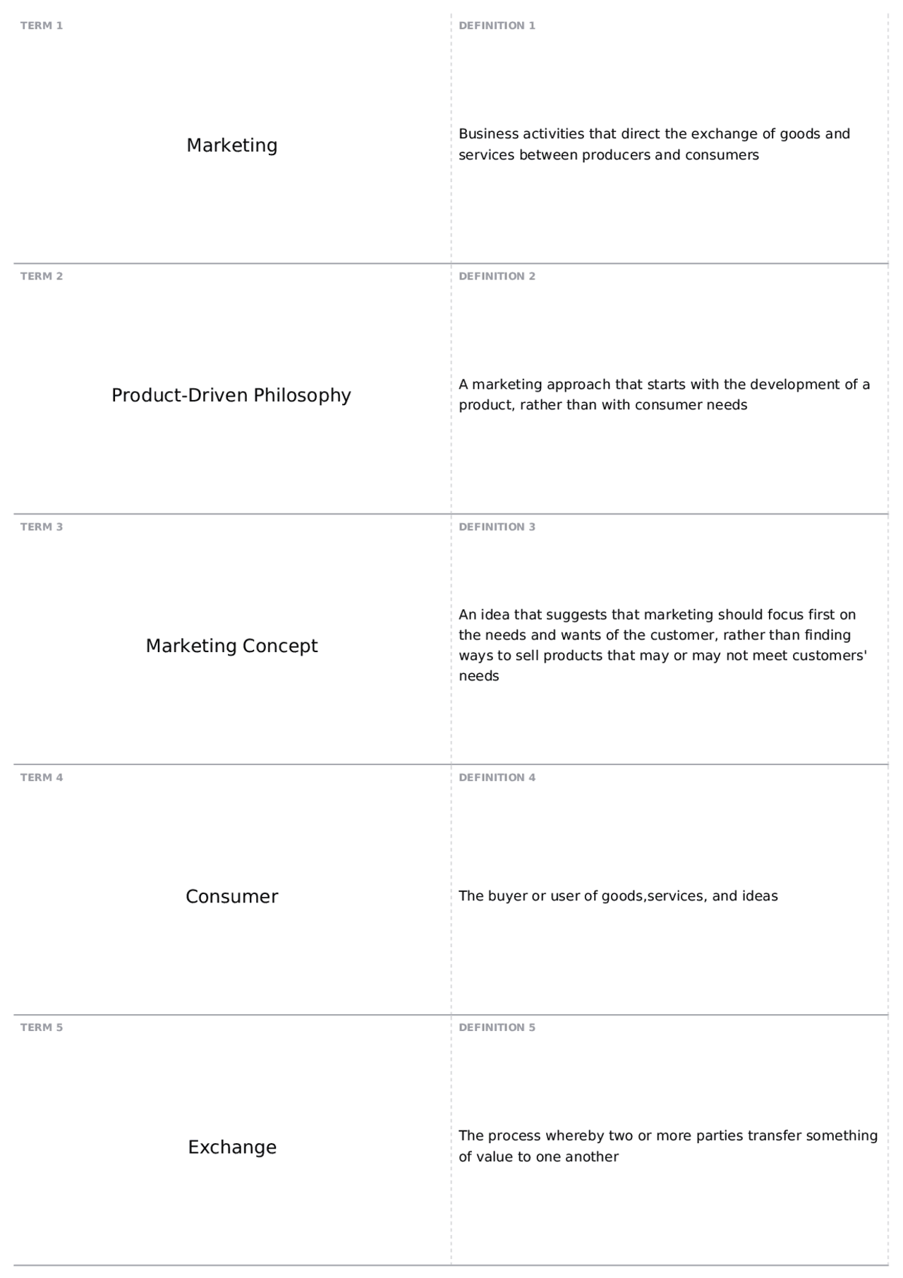 Marketing Terminology and Concepts | Quizzes Communication | Docsity