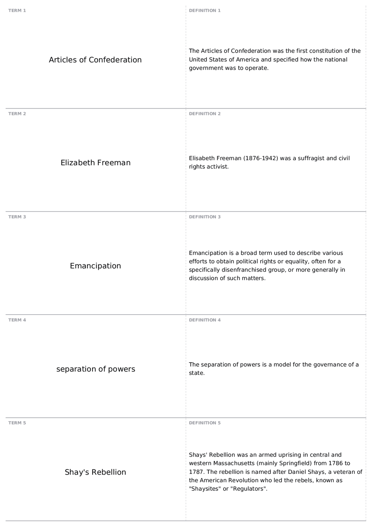 Term 1: Early American History and Political Developments | Quizzes ...