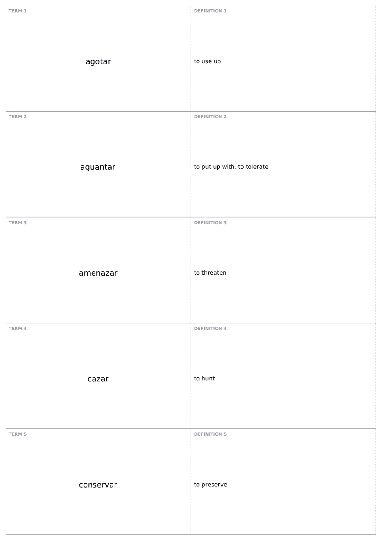 Capitulo 5 verbs | SPAN 2105 - Intermediate Spanish | Quizzes Spanish ...