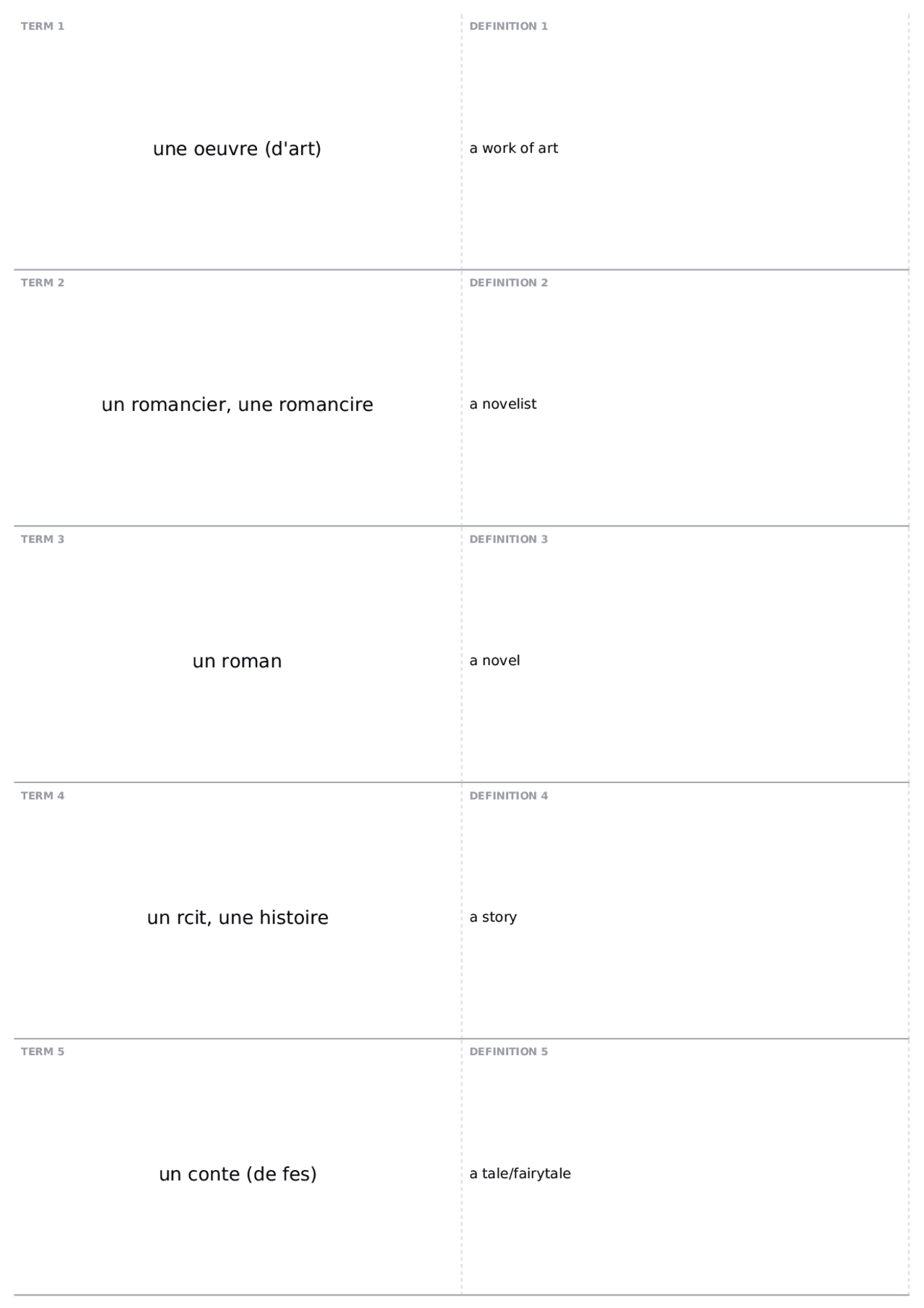 Flashcards | FR 205 - Oral French - Docsity