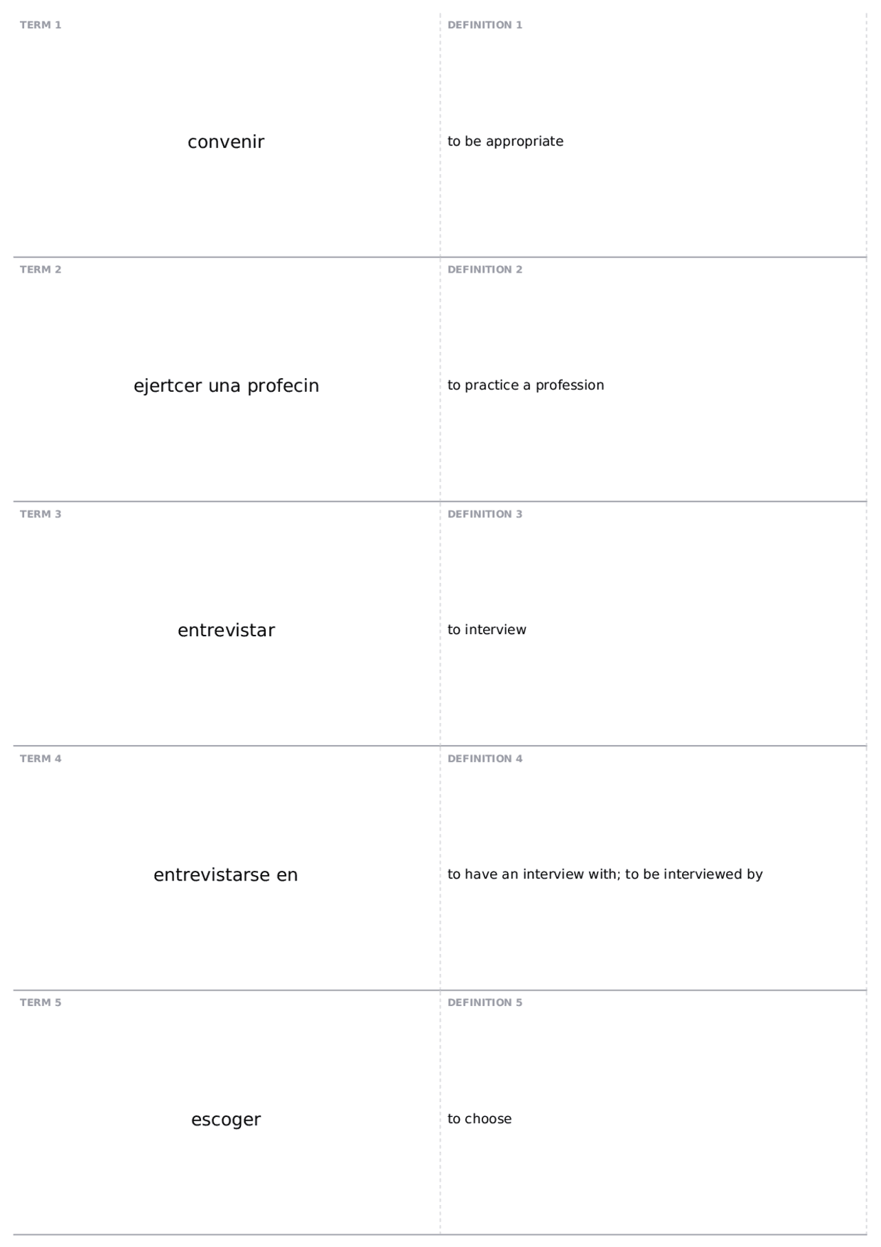 Spanish Vocabulary: Terms Related to Work, Leisure, and Professions ...
