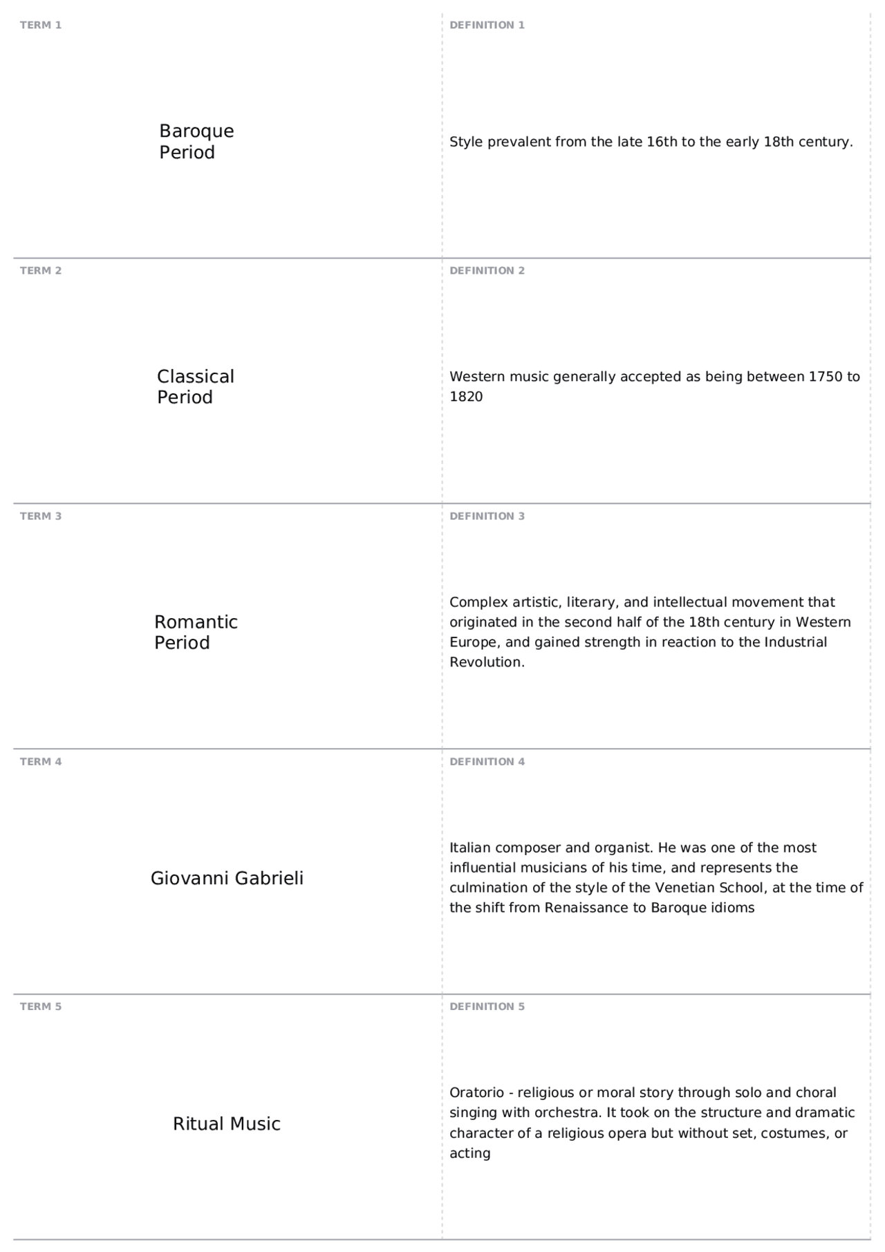 Final Exam Study Cards | MUSC 1100 - Music Appreciation | Quizzes Music ...