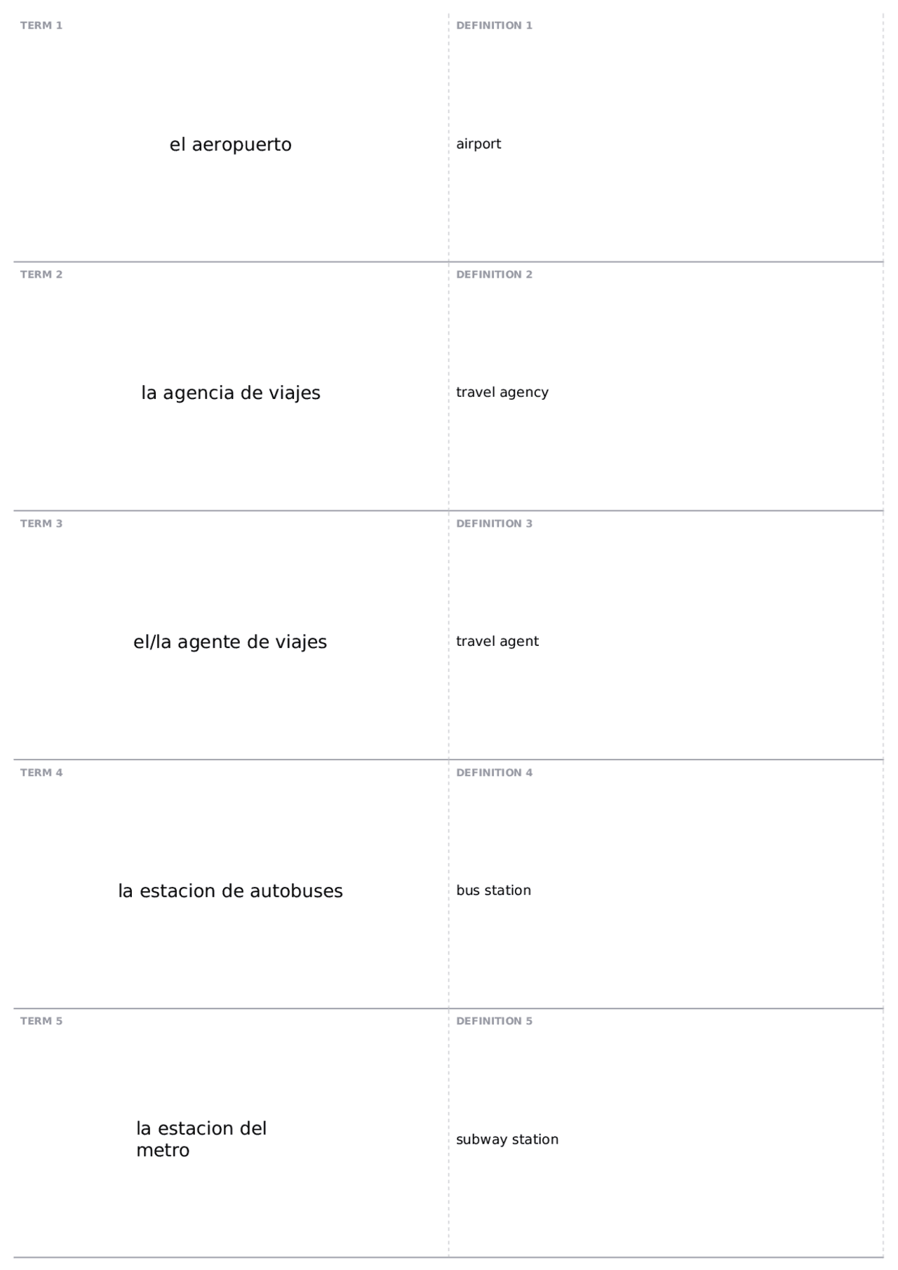 Leccion 5- las vacaciones | SPAN 1105 - Elementary Spanish - Docsity