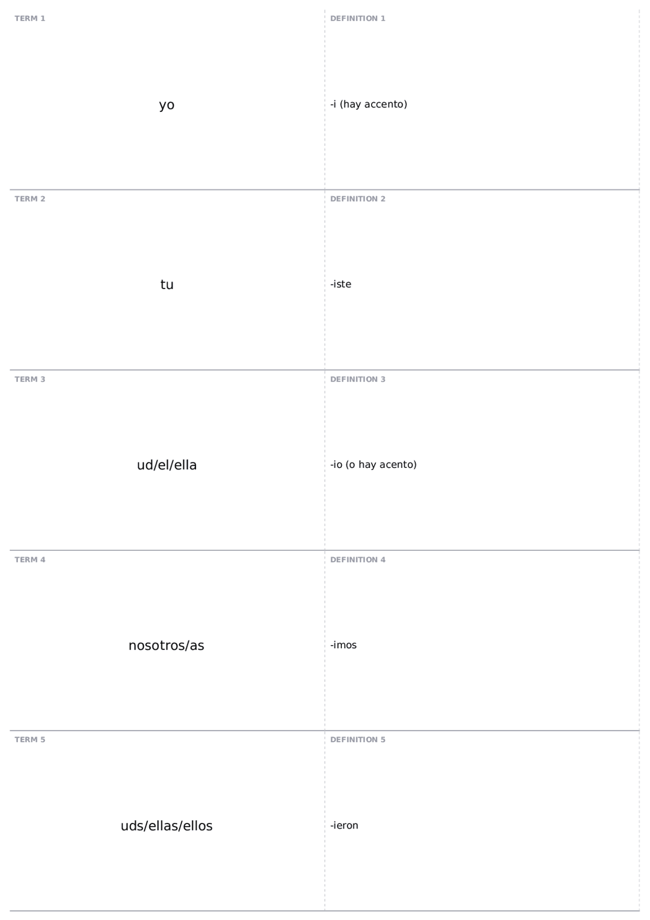 leccion 6- preterite of -ir/-er | SPAN 1105 - Elementary Spanish | Docsity