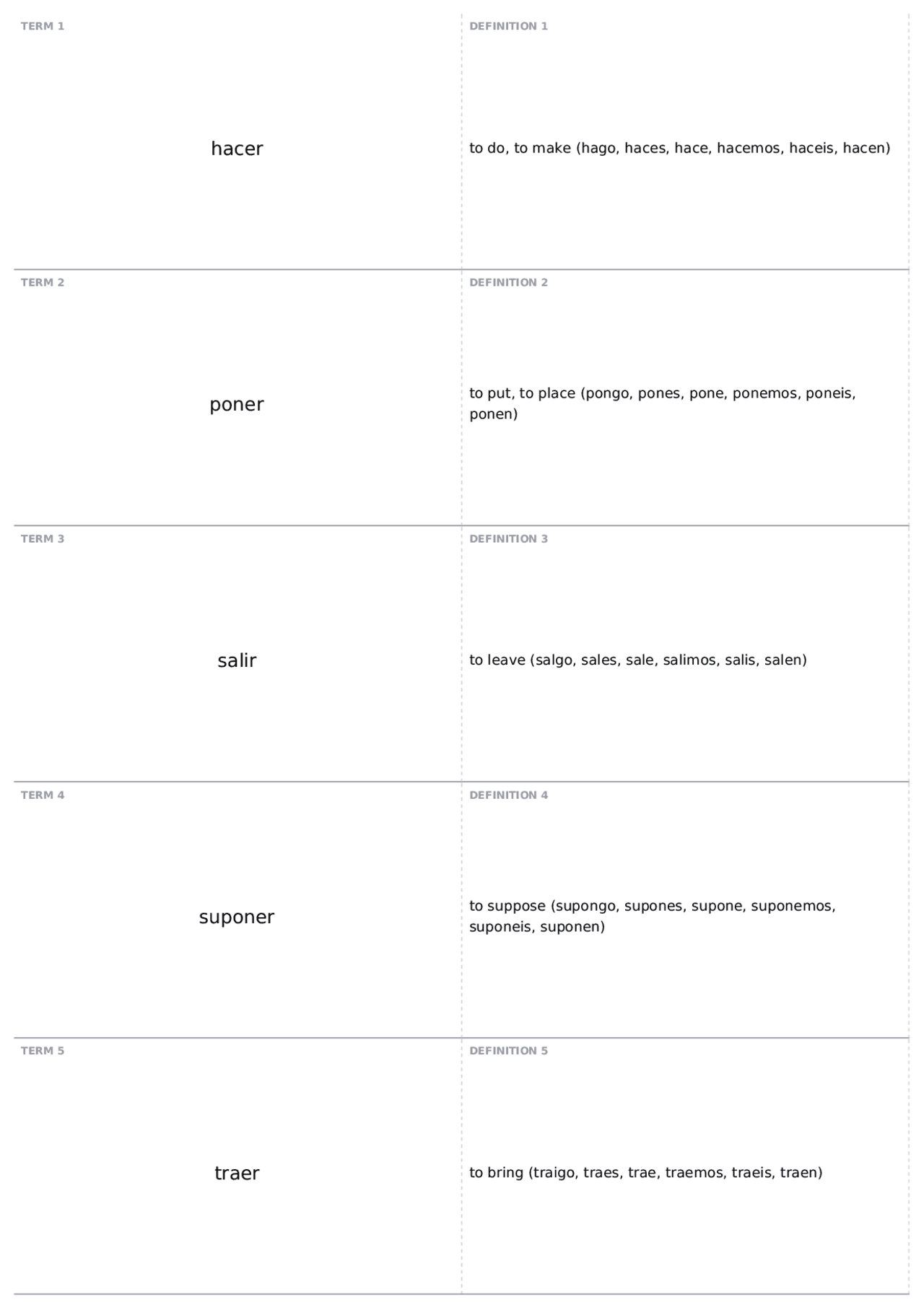 Leccion 4- Verbs with irregular yo | SPAN 1105 - Elementary Spanish ...