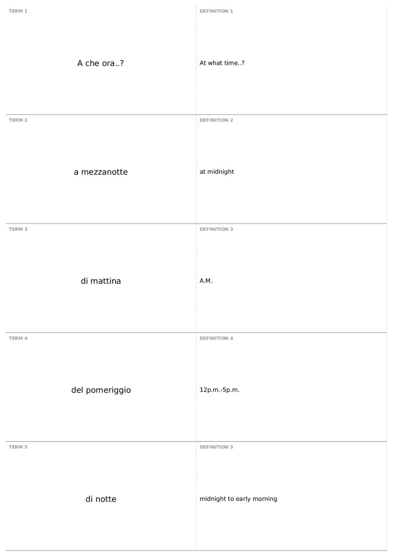 Capitulo 4, Percorso I | ITALIAN 101 - Elementary | Quizzes Italian ...