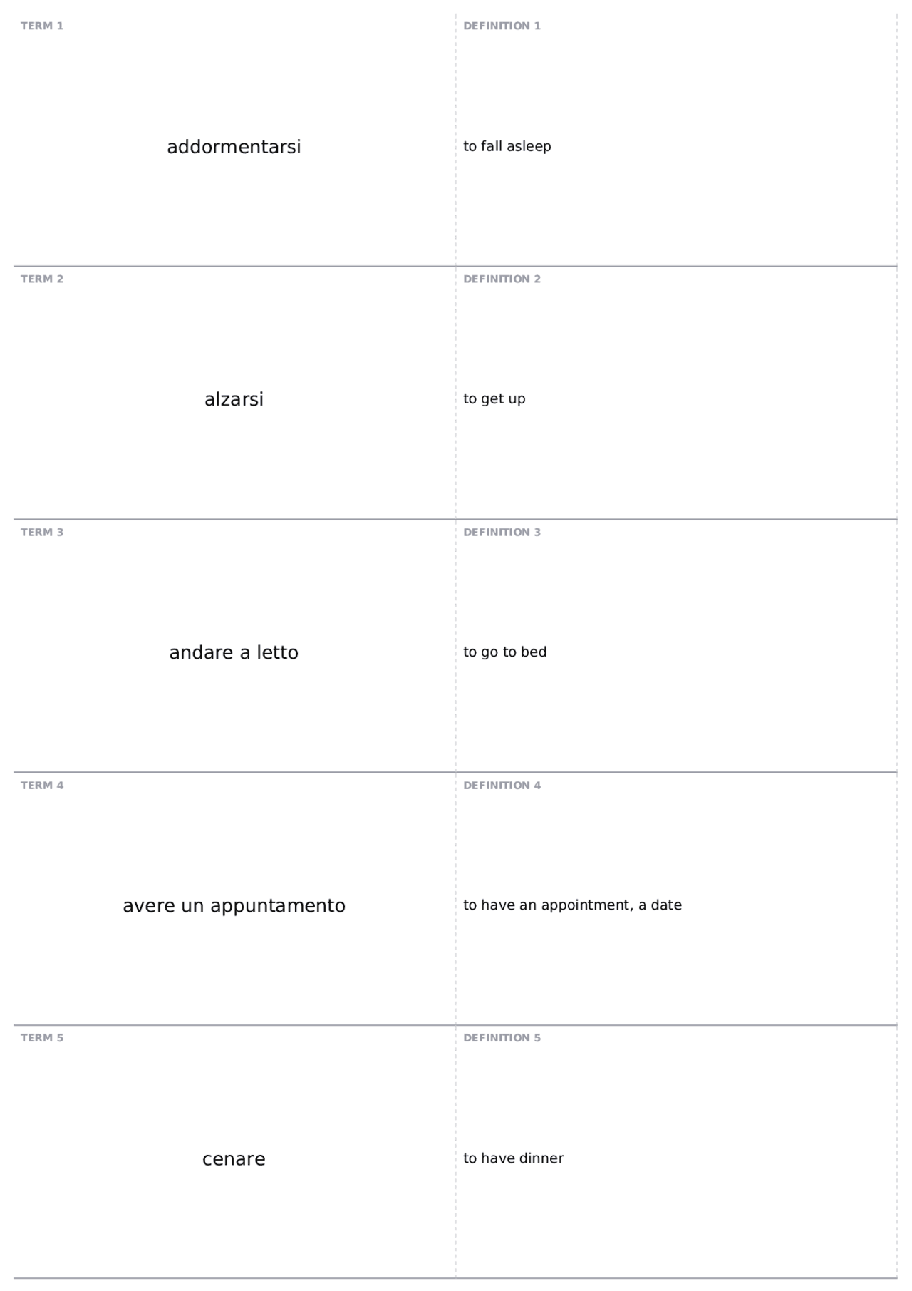 Capitulo 4 Verbs | ITALIAN 101 - Elementary | Quizzes Italian Language ...