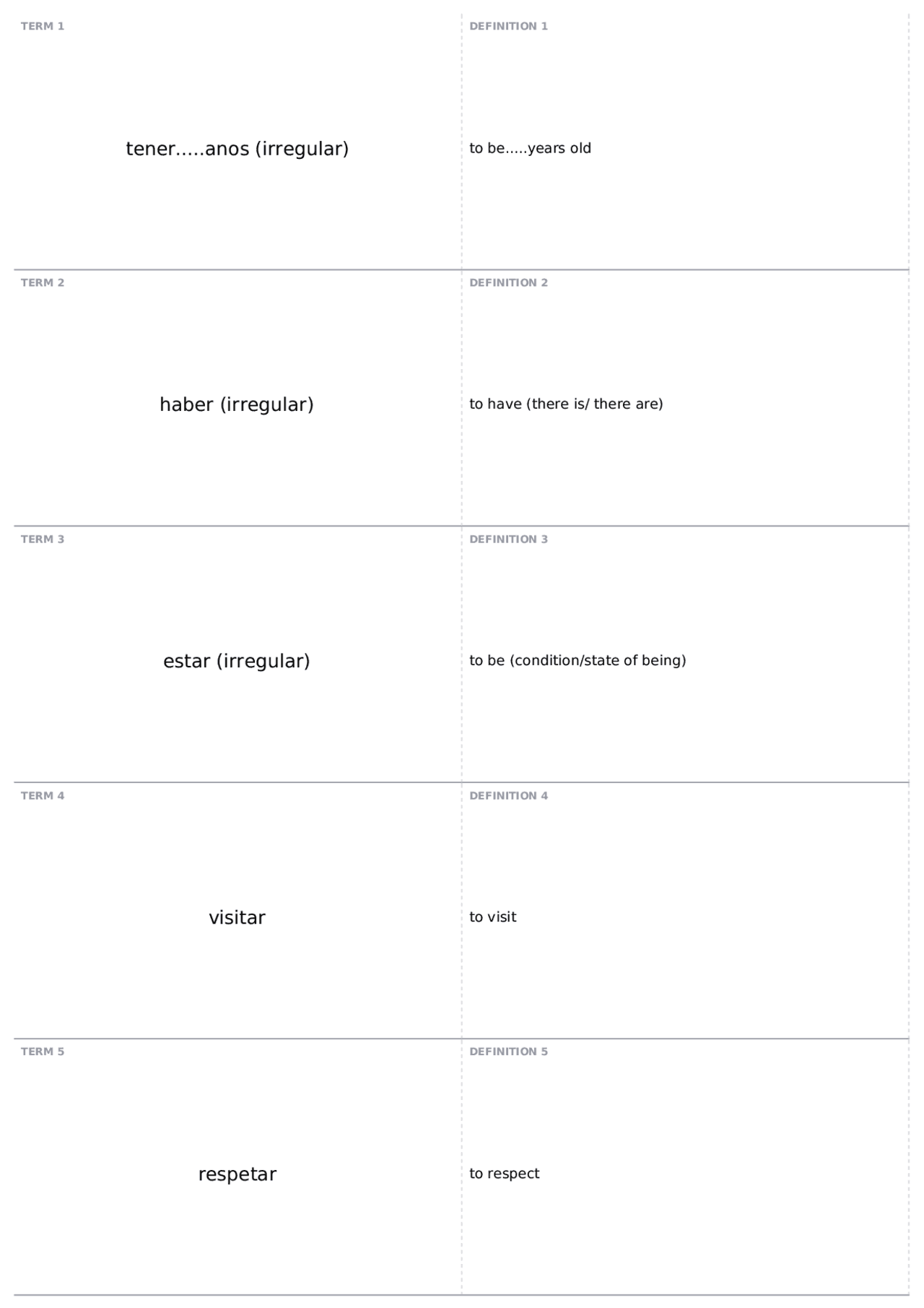 Verb quiz 3 | SPAN 001 - Beginning Spanish - Docsity