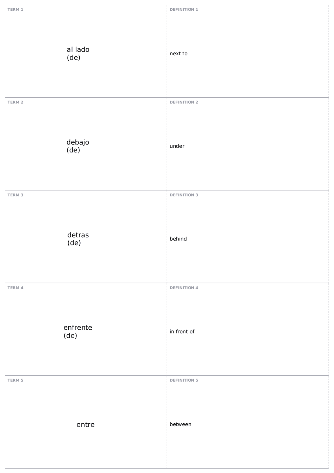 Postion Terms and Question Phrases | SPAN 101 - Elementary Spanish I ...