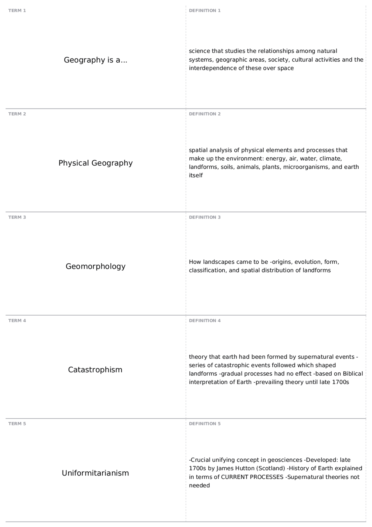 GY 102 Lecture Test 1 Notecards | GY 102 - Earth Surface Processes ...