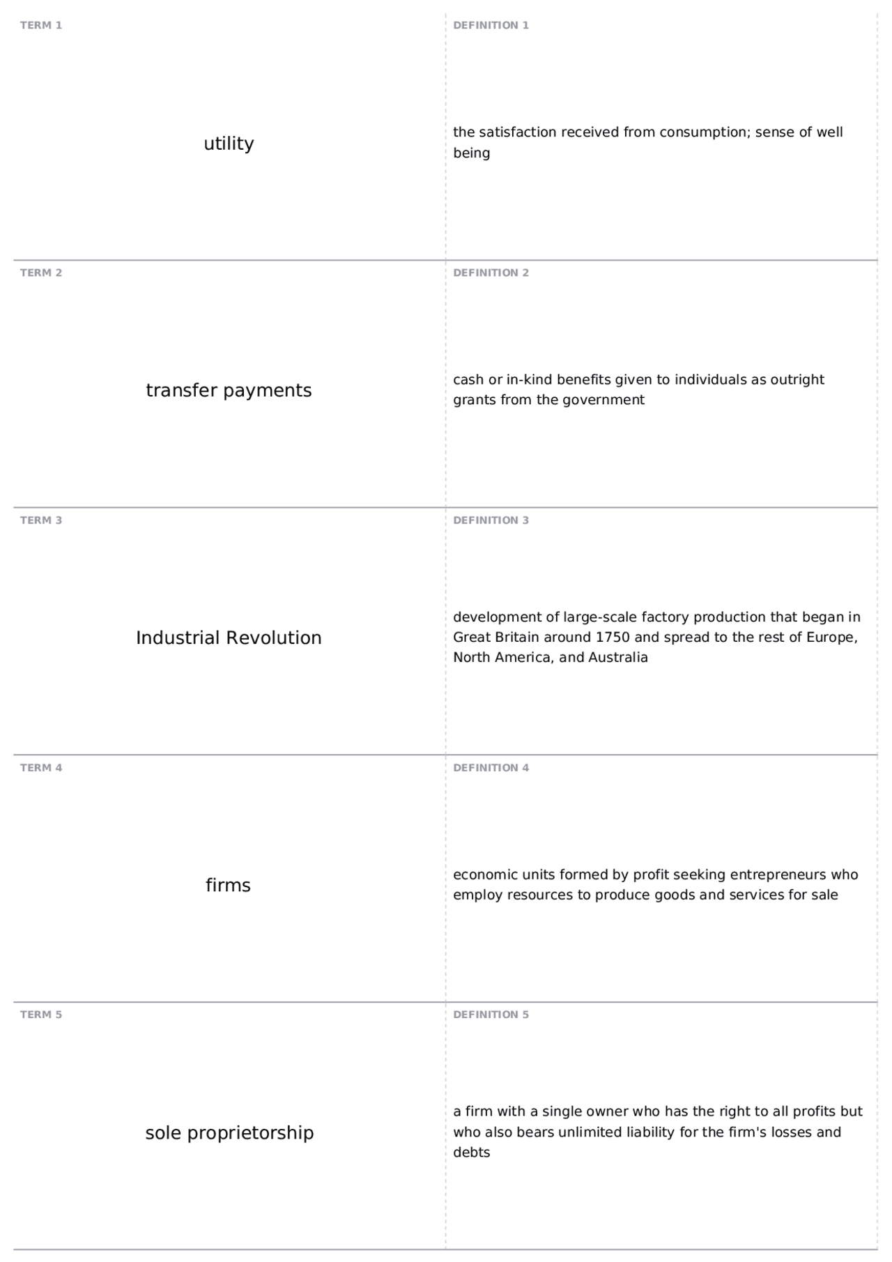 Economics Glossary: Terms and Definitions | Quizzes Microeconomics ...