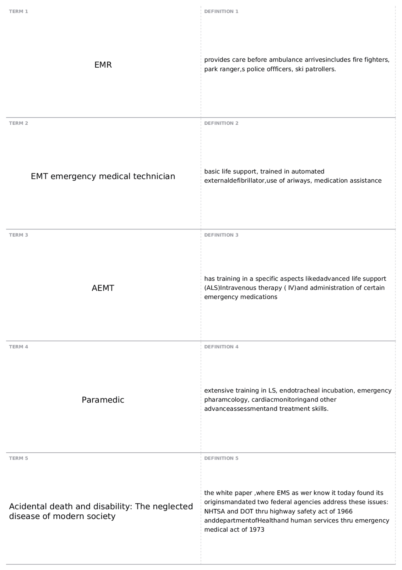 EMT CLASS | AH 2001 - Medical Terminology - Docsity