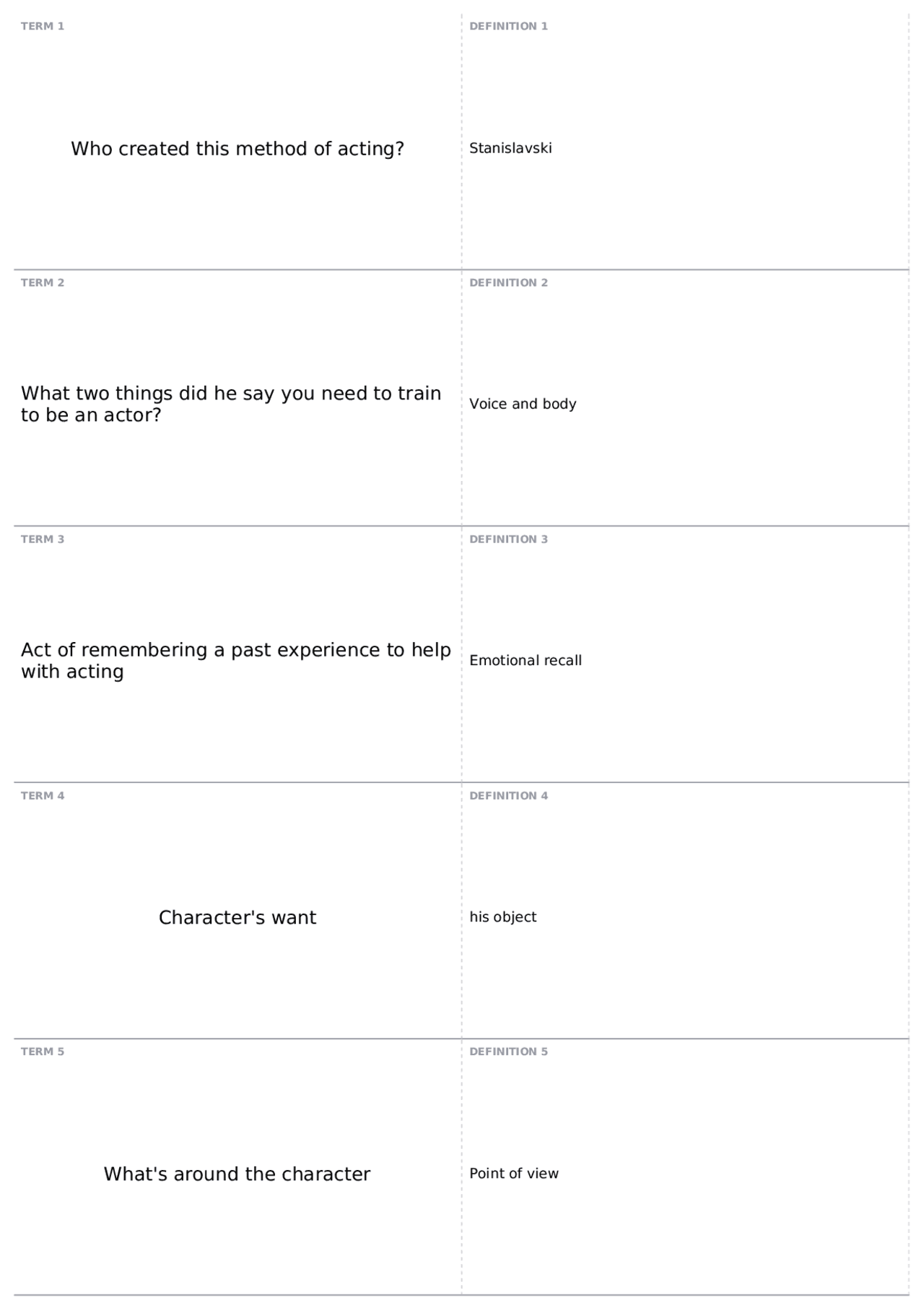 Quiz | THTR 210 - Acting: Fundamentals - Docsity
