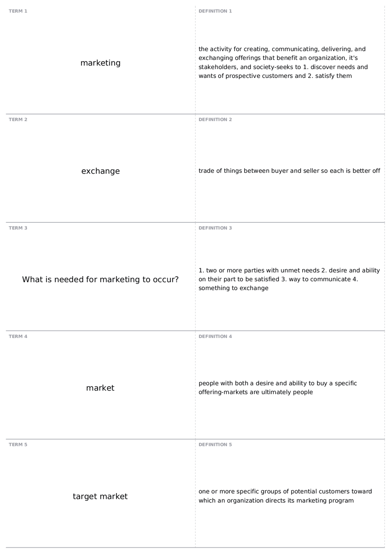 Flashcards | MKTG 3104 - Marketing Management | Quizzes Marketing ...