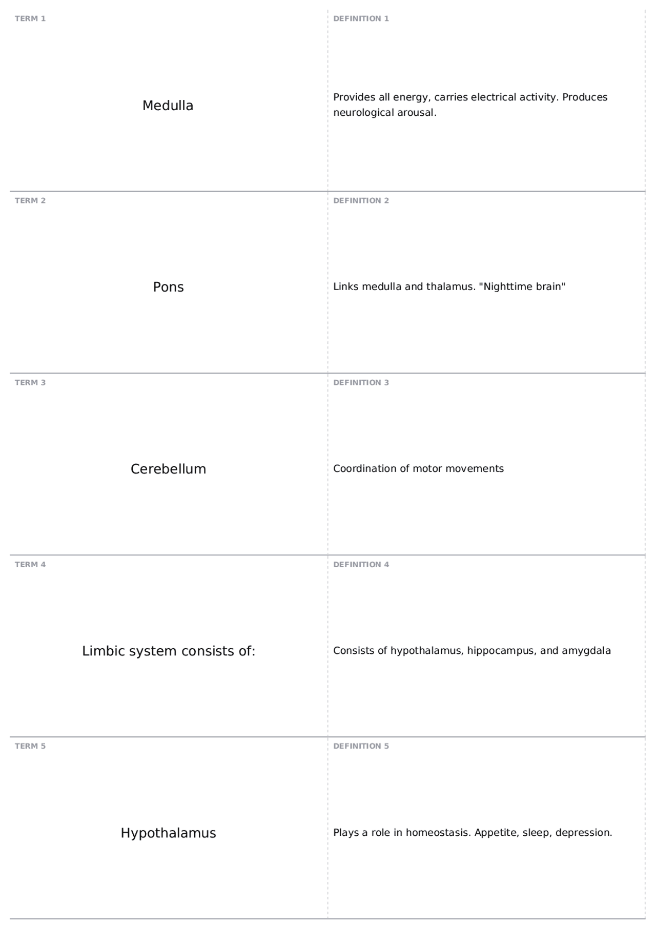 Anatomy of the Human Brain: Terms and Definitions | Quizzes Psychology ...
