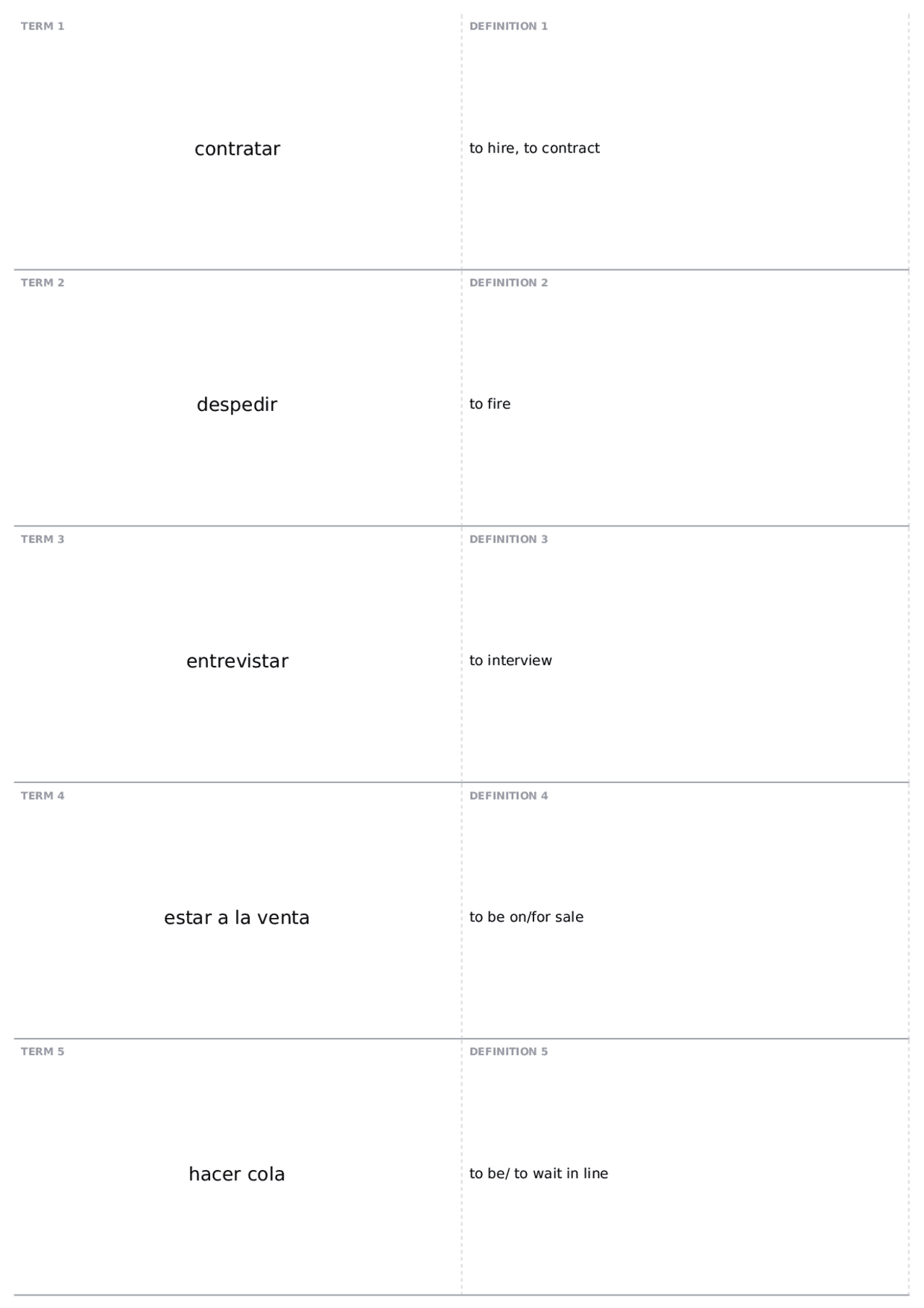 Vocabulario de Capitulo 7 | SPAN 30200 - Spanish Level VI | Quizzes ...