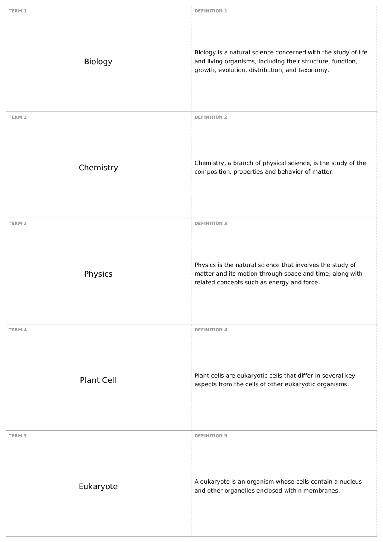Bio terms | BSC 2010 - Bio I - Cellular Processes - Docsity