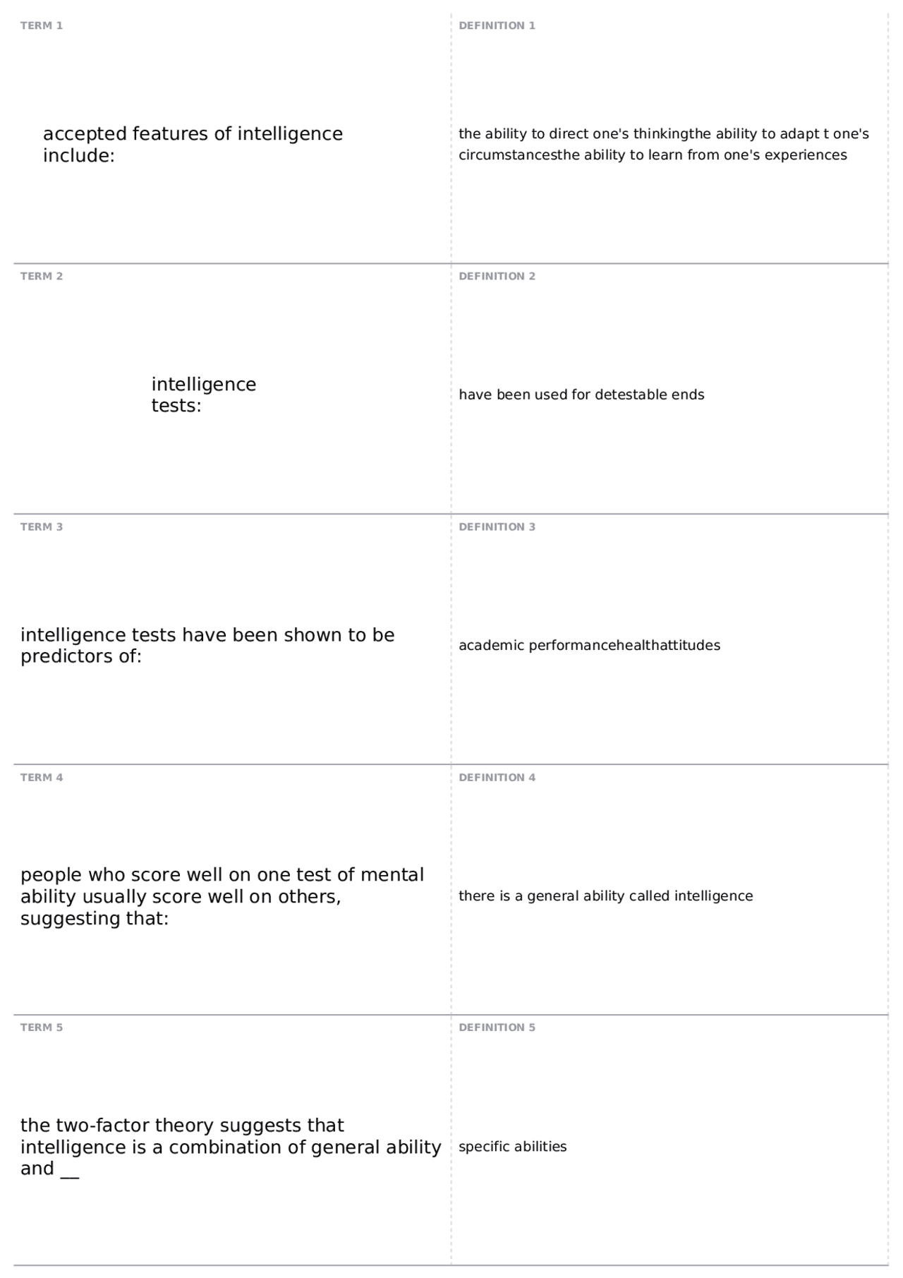 Ch. 10 - Intelligence | PSY 101 - Introductory Psychology | Quizzes Psychology | Docsity