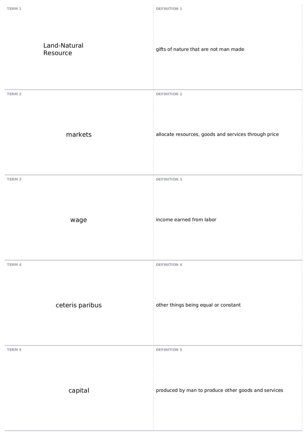 Economic Terms and Definitions | Quizzes Microeconomics | Docsity