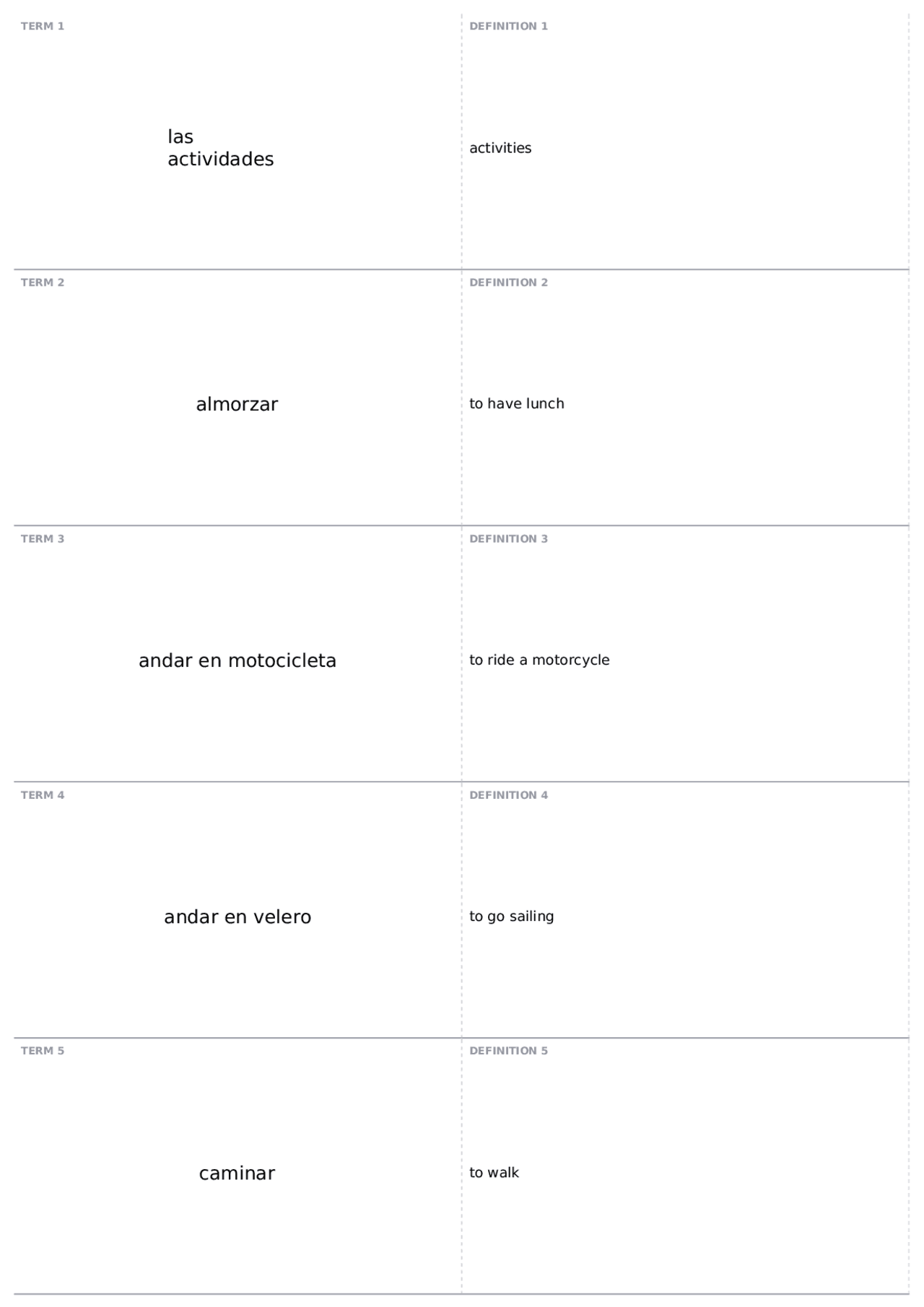 Dos Mundos 7th ed. Capitulo 2 vocab | SPAN 105 - Spanish I - Elementary ...