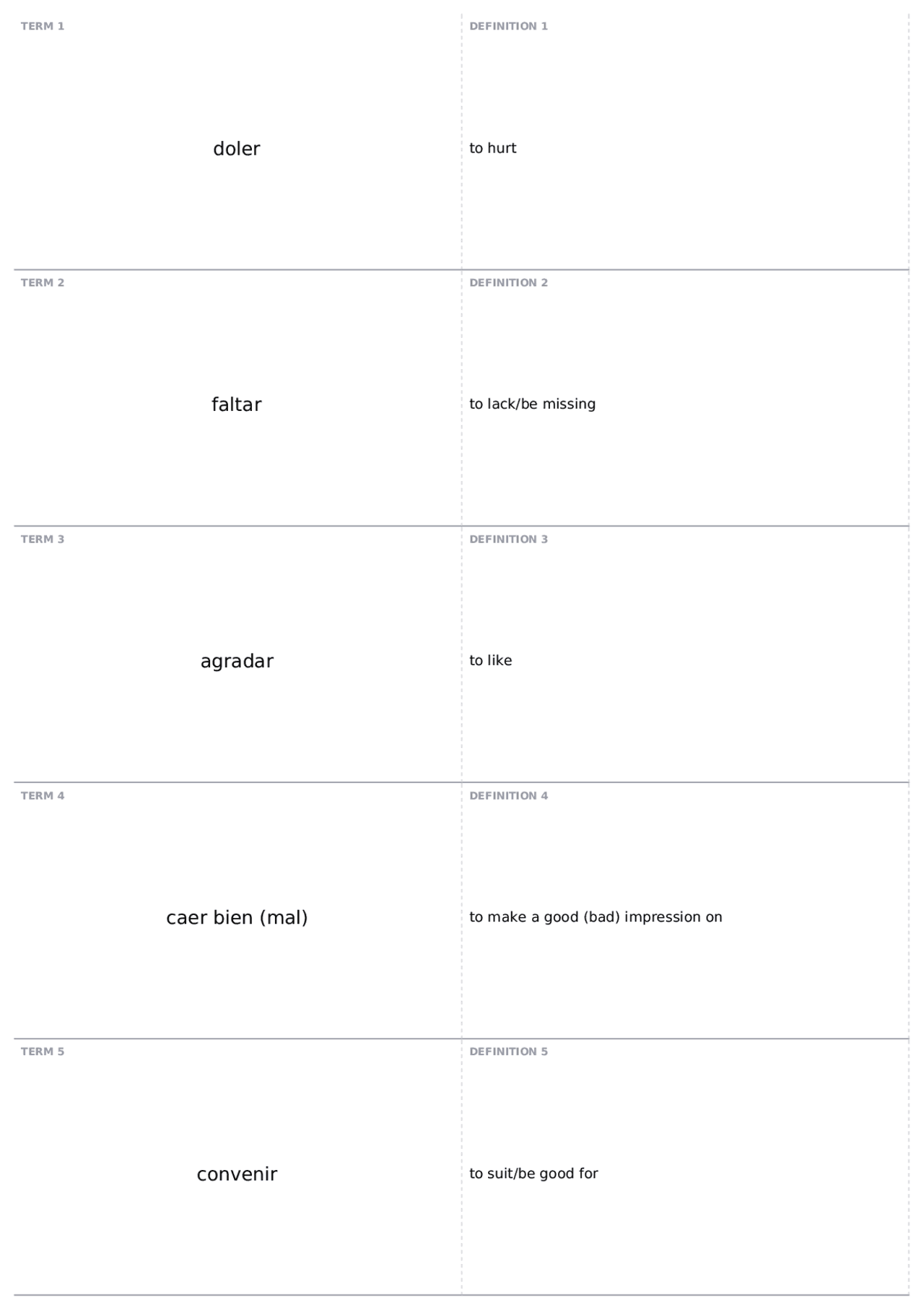 Gustar-like Verbs | SPAN 3105 - Gram/Composition/Conv | Quizzes Spanish ...