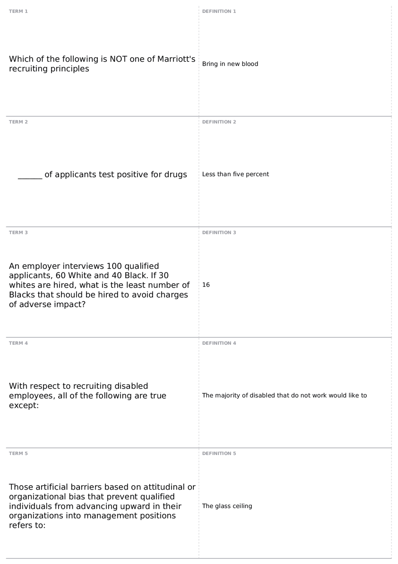 Spring 2015 Mock Midterm Multiple Choice | HB 307 - Hospitality Human ...