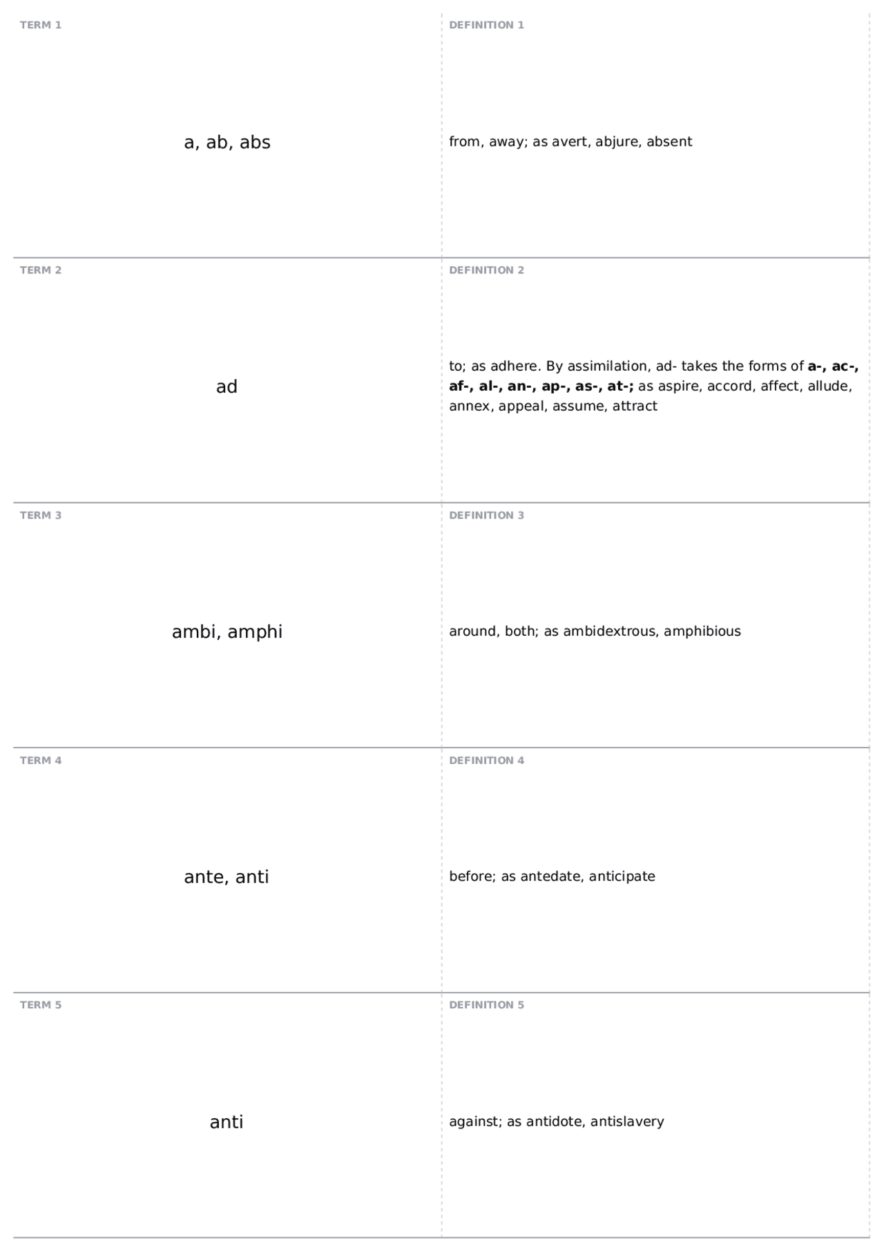 GRE Prefixes | GEN ST 101 - UNIV LEARNING SKILL - Docsity