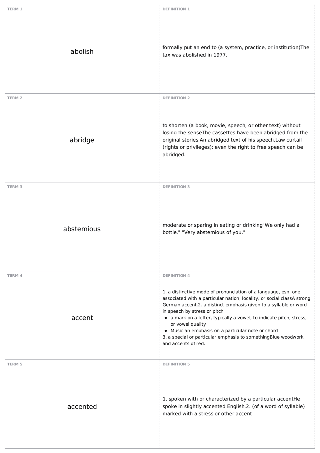 GRE Standardized Test Words | GEN ST 101 - UNIV LEARNING SKILL - Docsity
