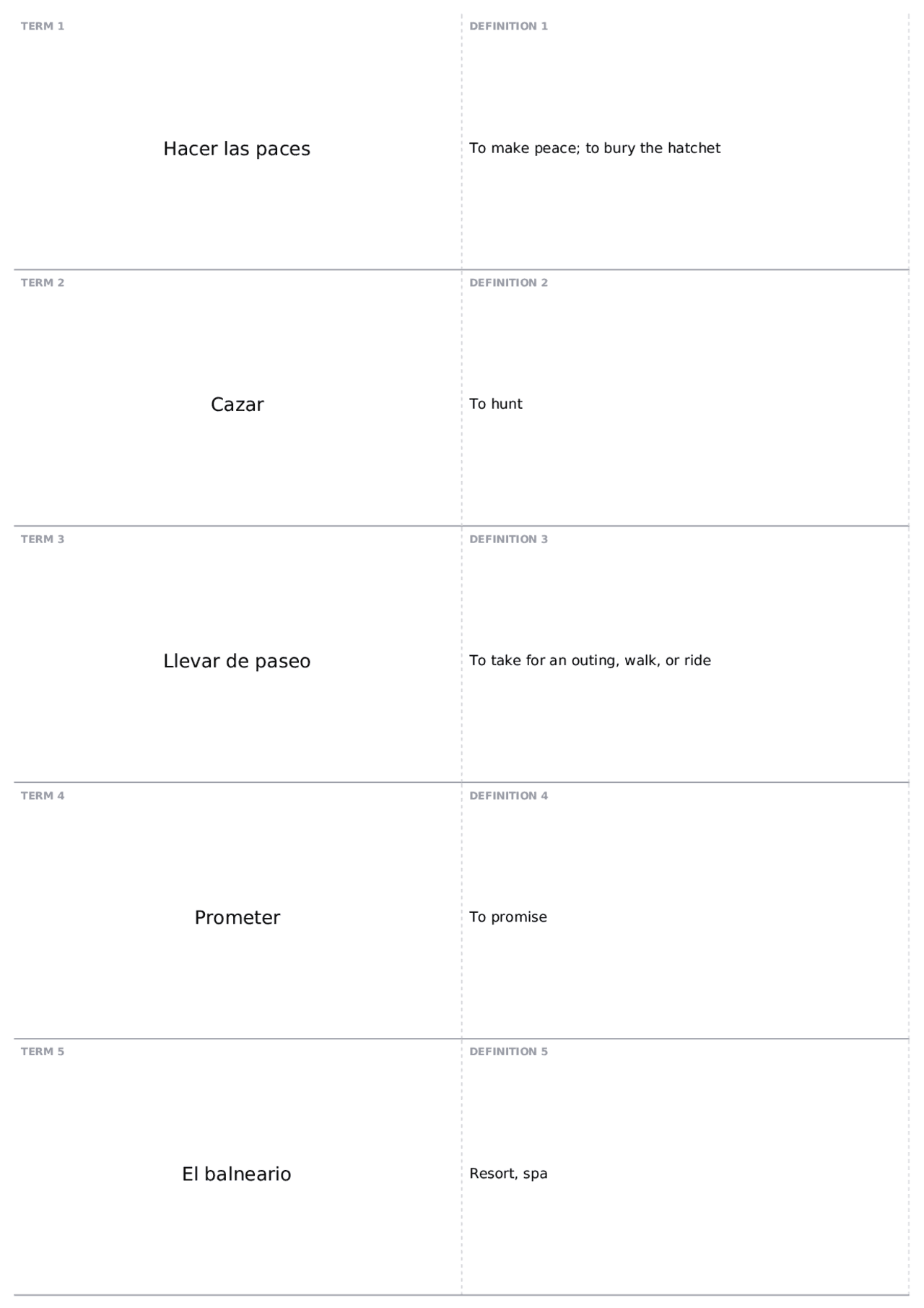 El Viaje de Carol Vocabulary | SPAN 3106 - Gram/Composition/Conv - Docsity