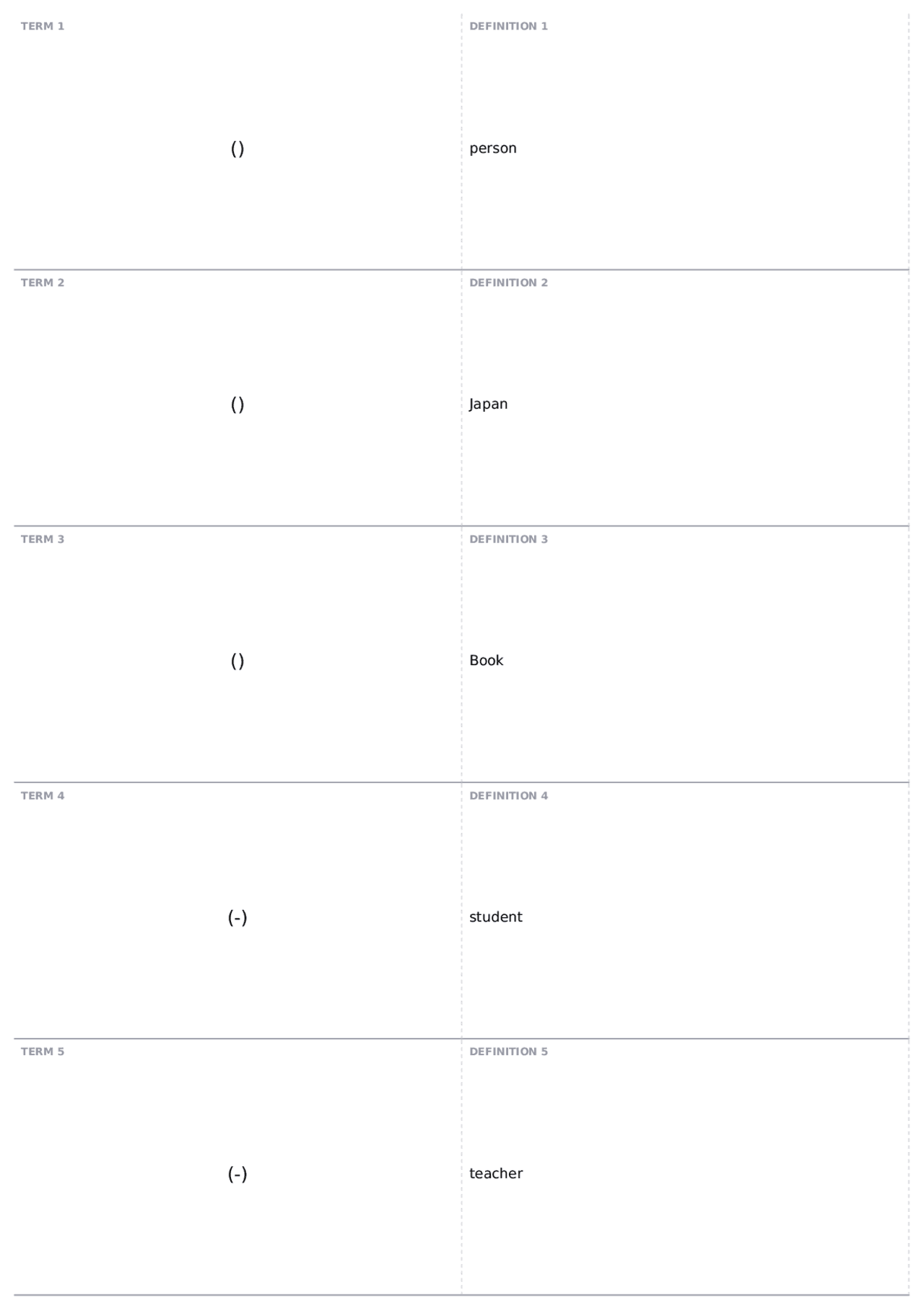 Japanese Vocabulary | JAPN 101 - ELEM JAPANESE I - Docsity