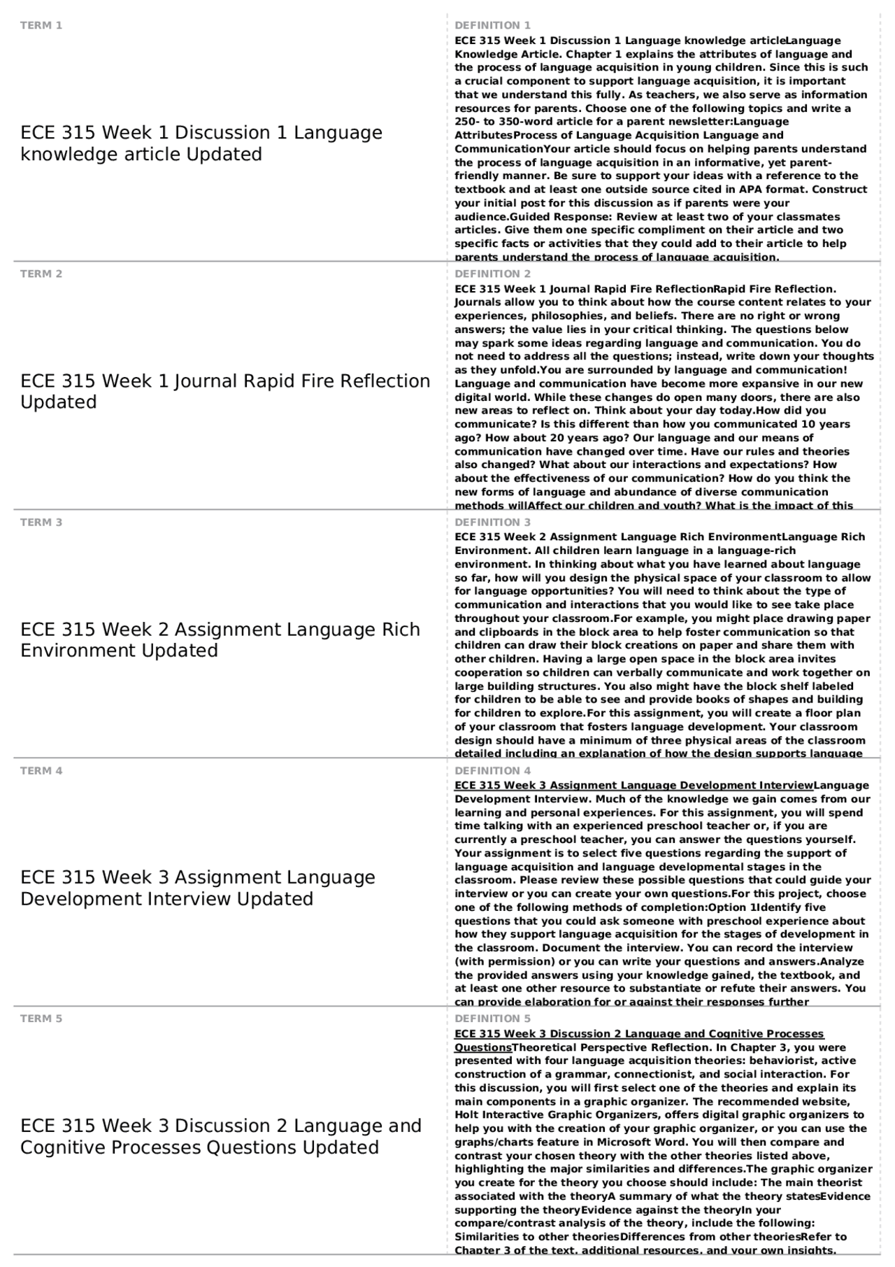 ECE 315, part 1 | EDUC - Educational Linguistics - Docsity