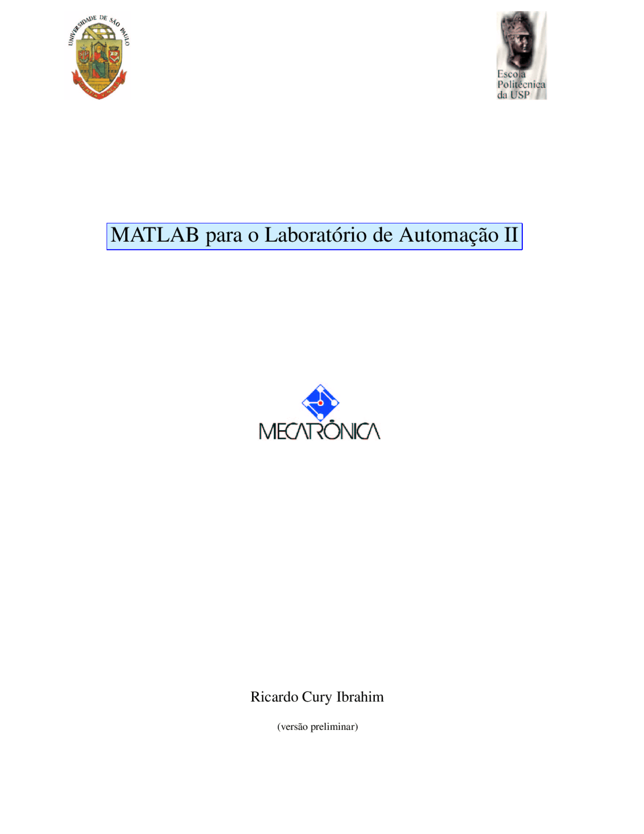 Intro Matlab Introdução Ao Matlab Para Uso Em Automação E Controle