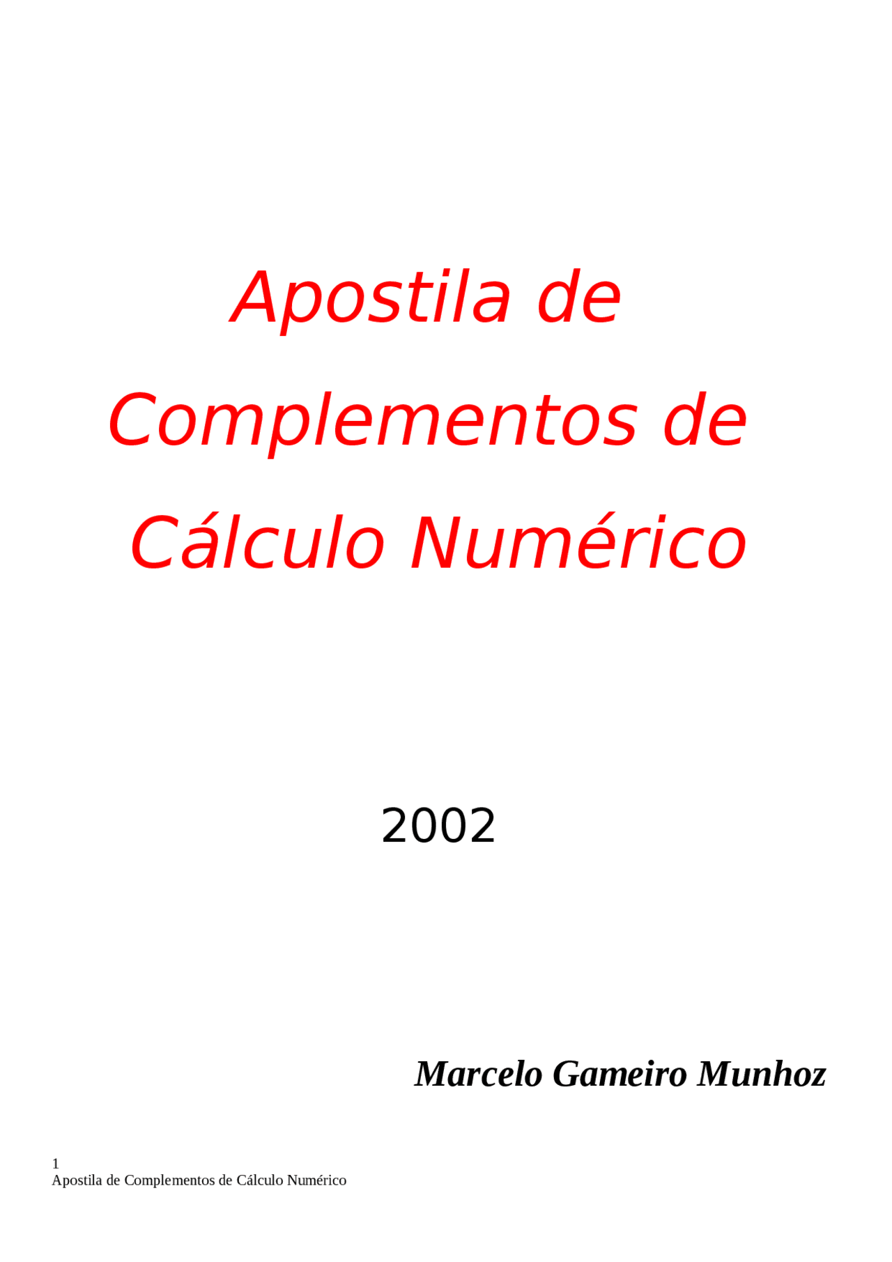 Apostila Calc Numerico Apostila De Cálculo Numérico Por Marcelo