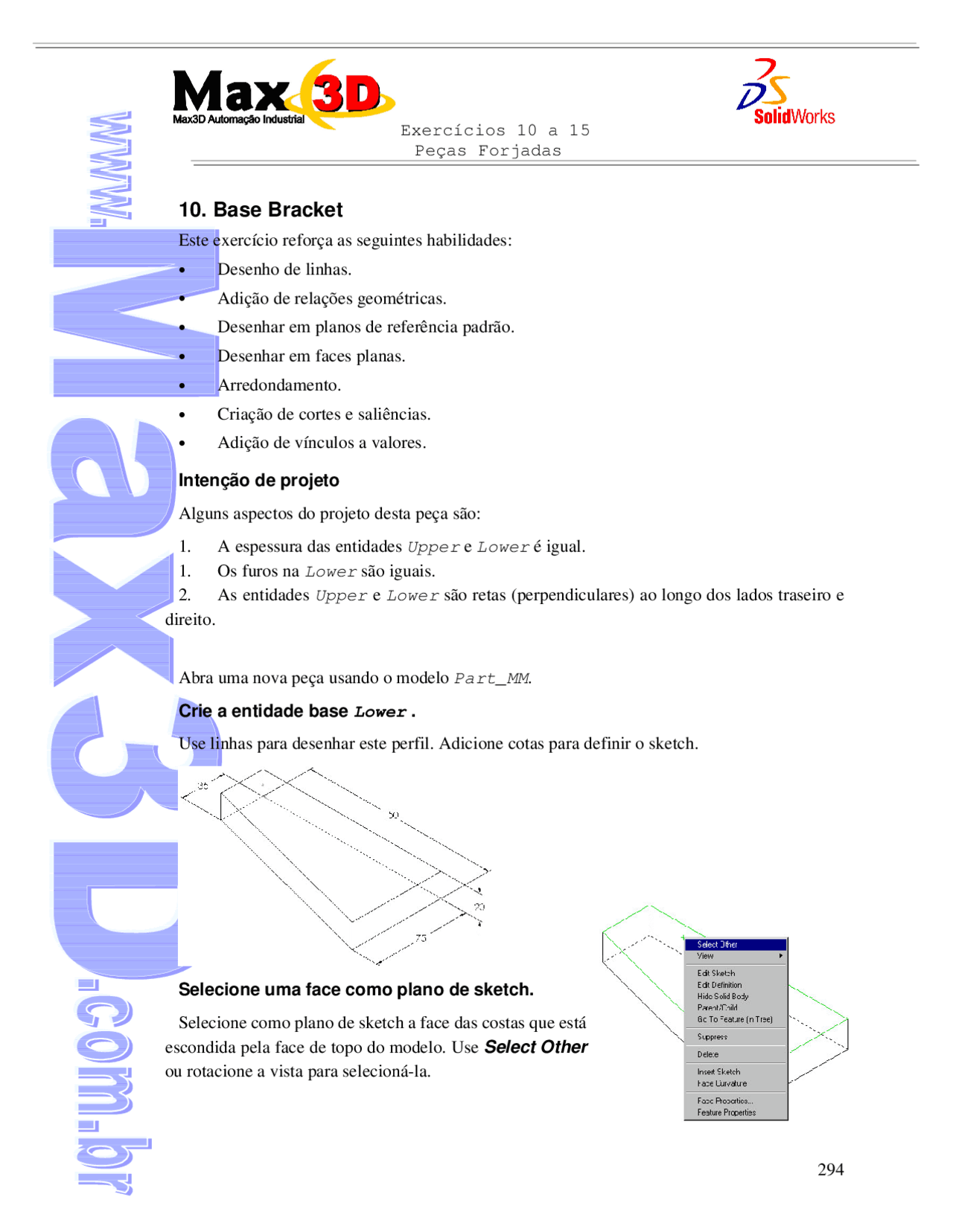 15 Lição 4 Exercícios Lição 4 Tutorial Solidworks Docsity