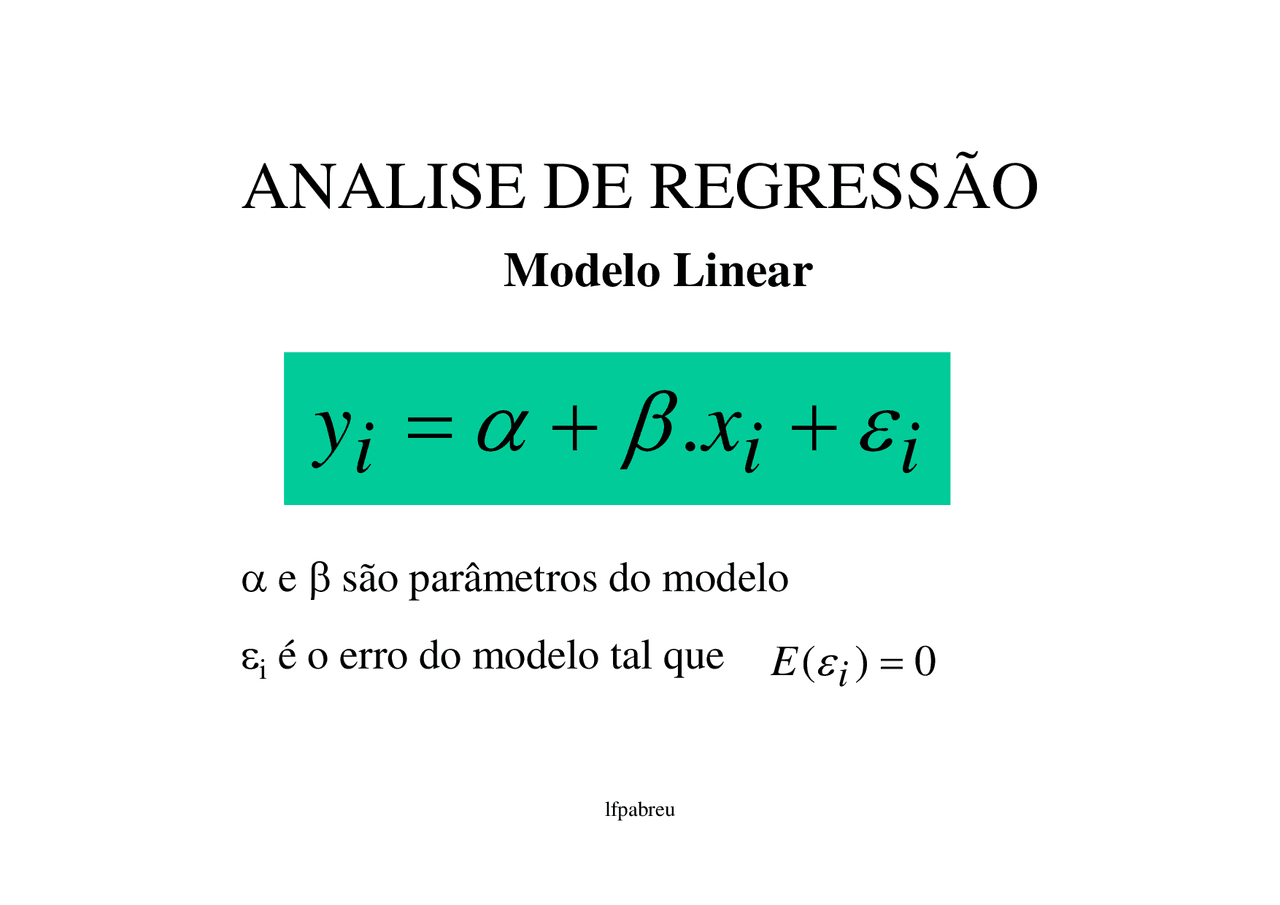 Regressao Linear - Última aula do professor Luiz Fernando, Estatística ...