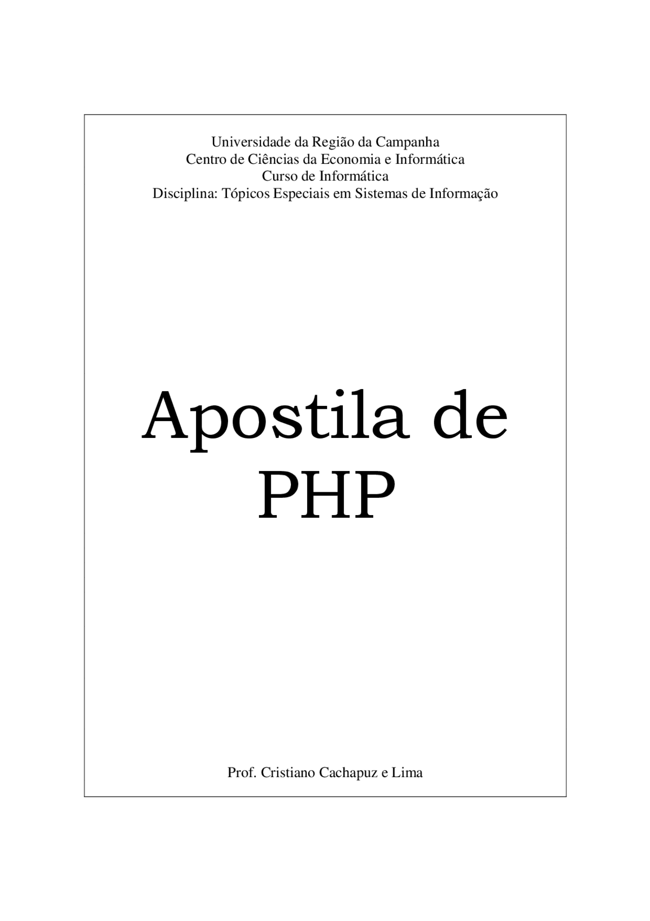 Apostila De Php Apostila Introdutória Ao Php Docsity