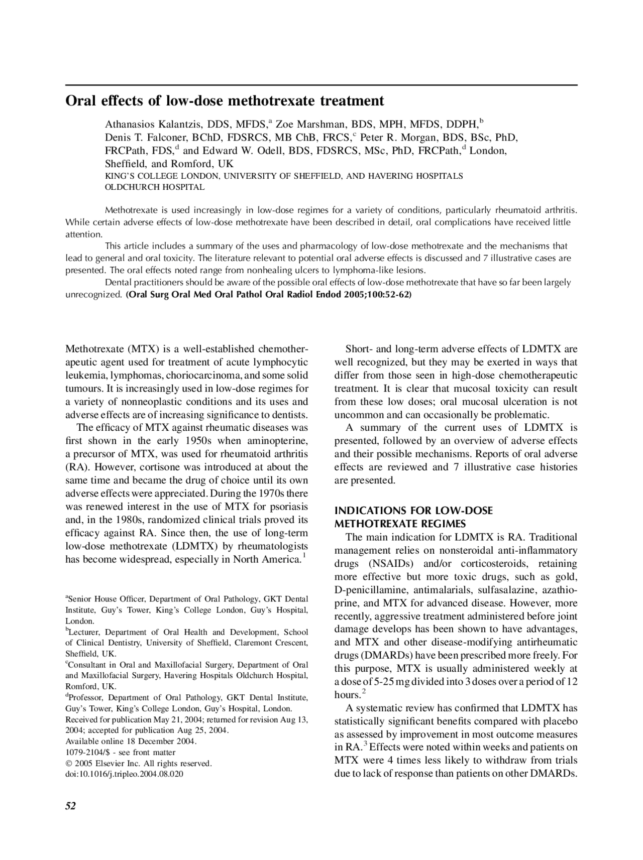 Oral effects of low-dose methotrexate treatment - lesão oral ...