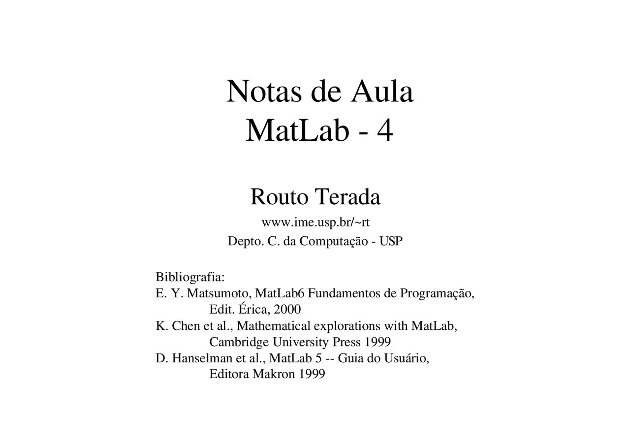 Apostila De Matlab Part 4 Descrição Docsity